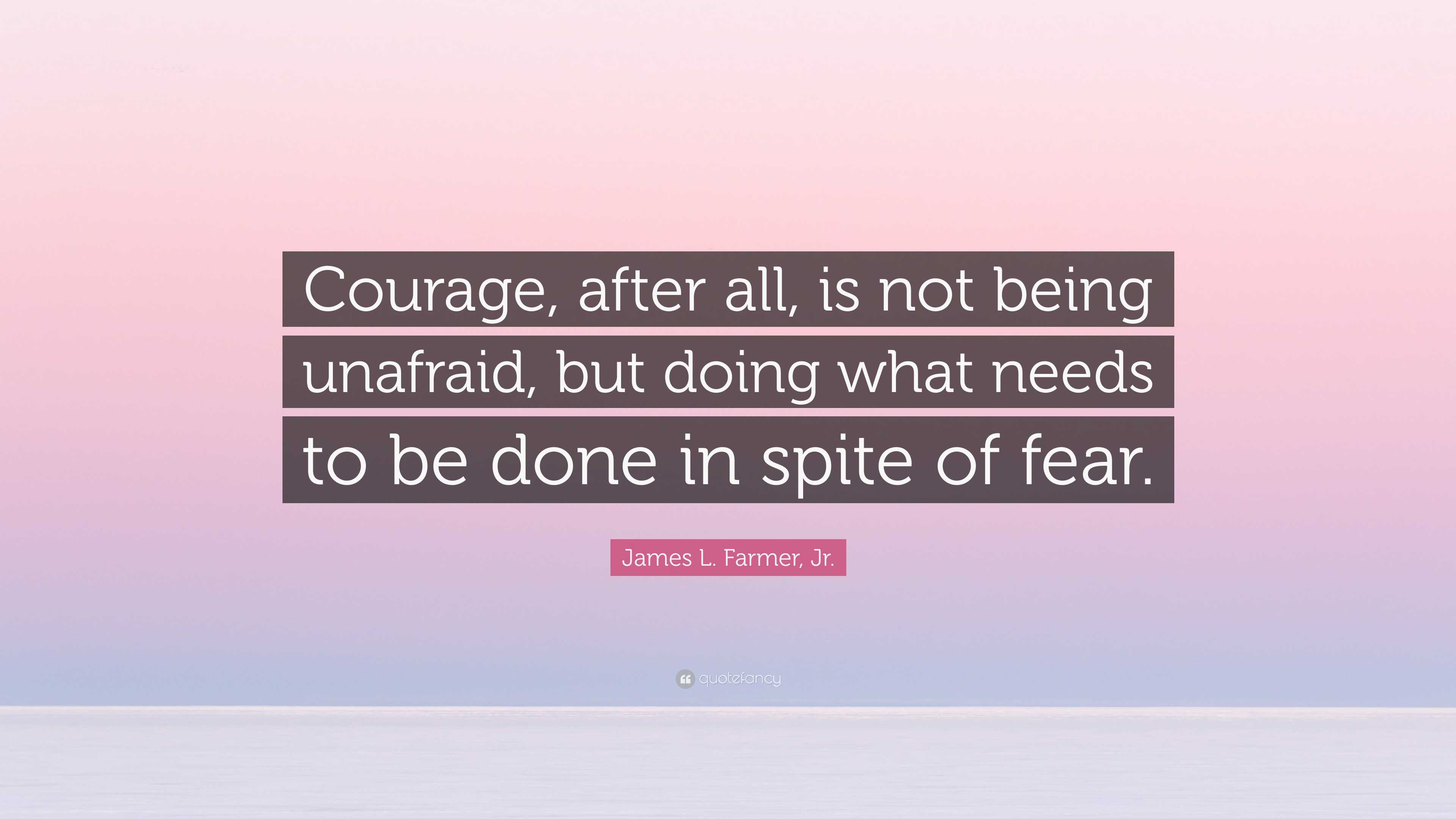 James L. Farmer, Jr. Quote: “Courage, after all, is not being unafraid ...