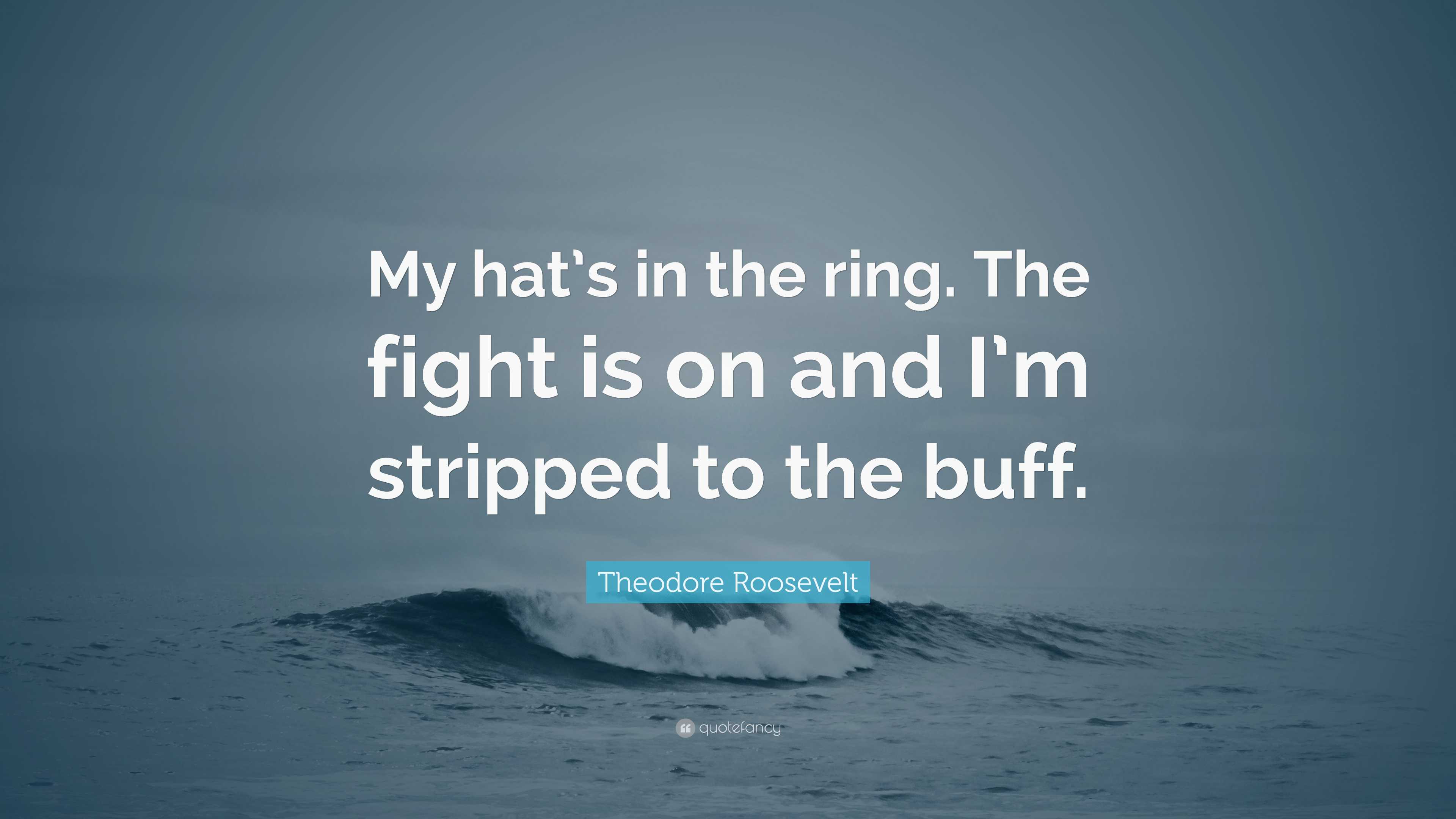 Theodore Roosevelt Quote: “My hat’s in the ring. The fight is on and I ...