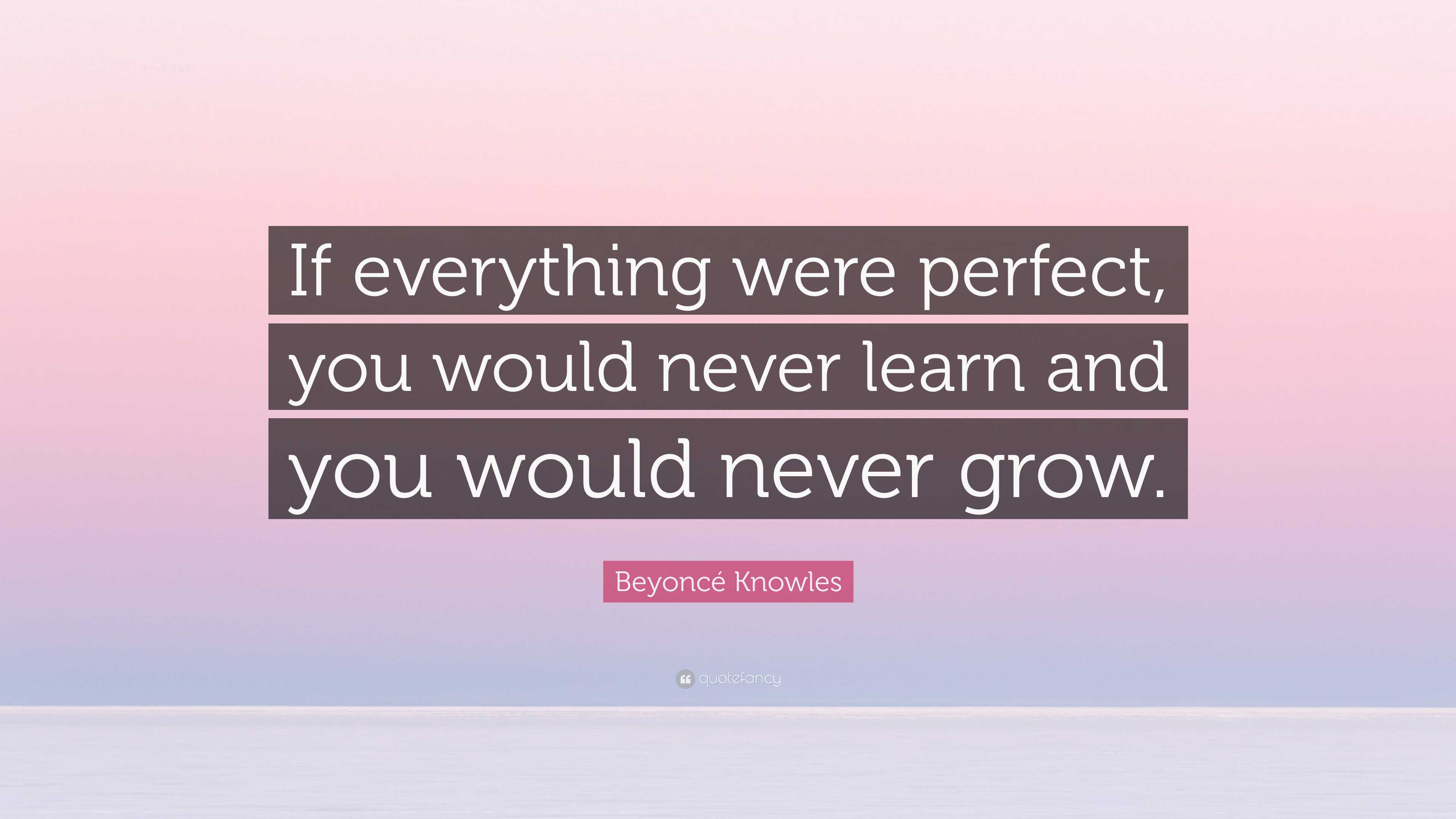 Beyoncé Knowles Quote: “If everything were perfect, you would never ...