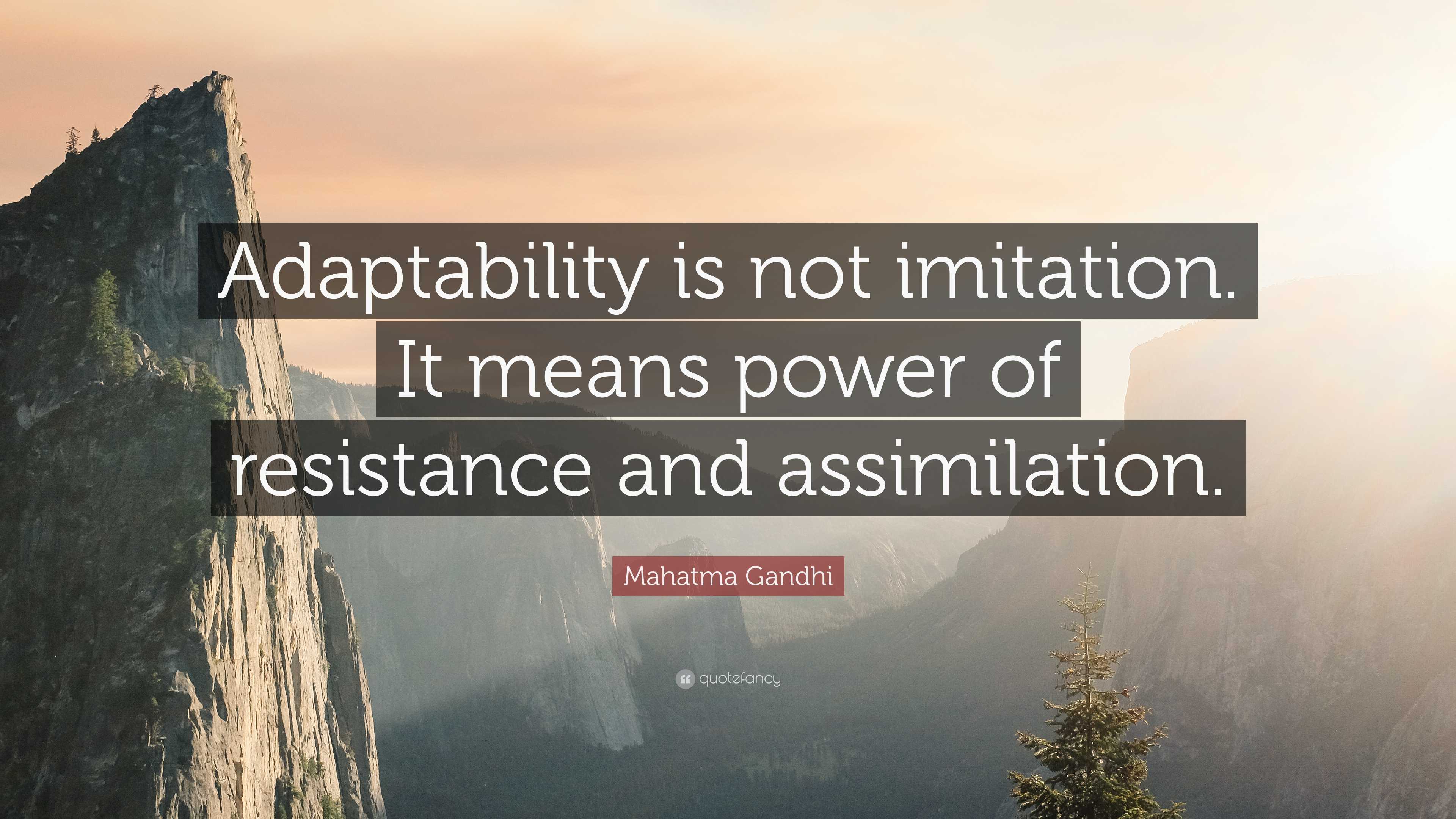 Mahatma Gandhi Quote: “Adaptability is not imitation. It means power of ...