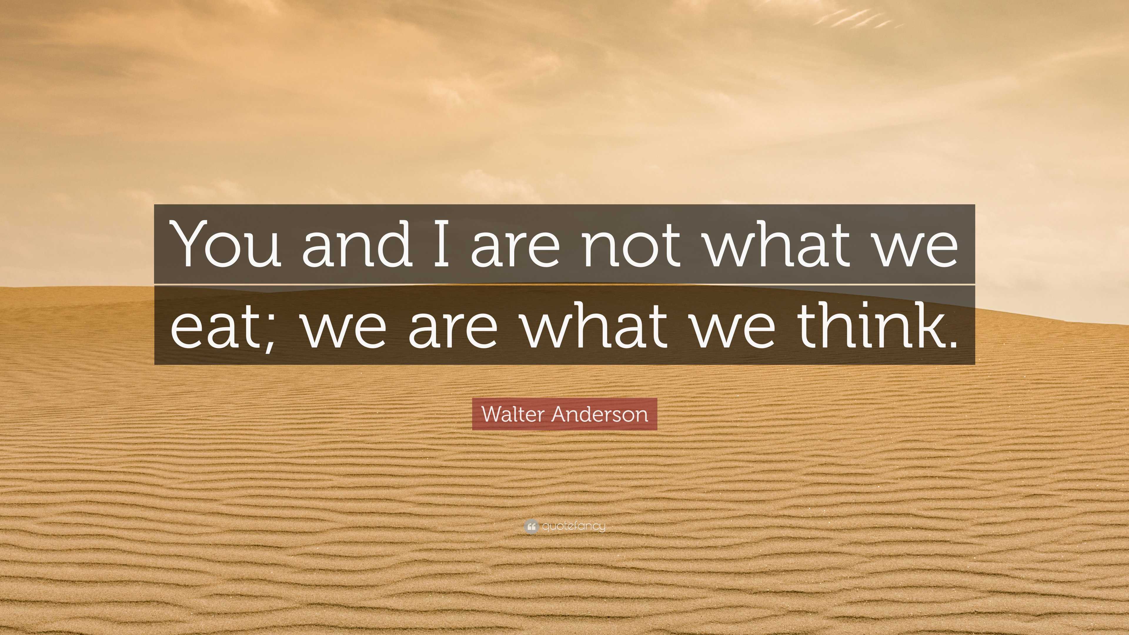 Walter Anderson Quote: “You and I are not what we eat; we are what we ...