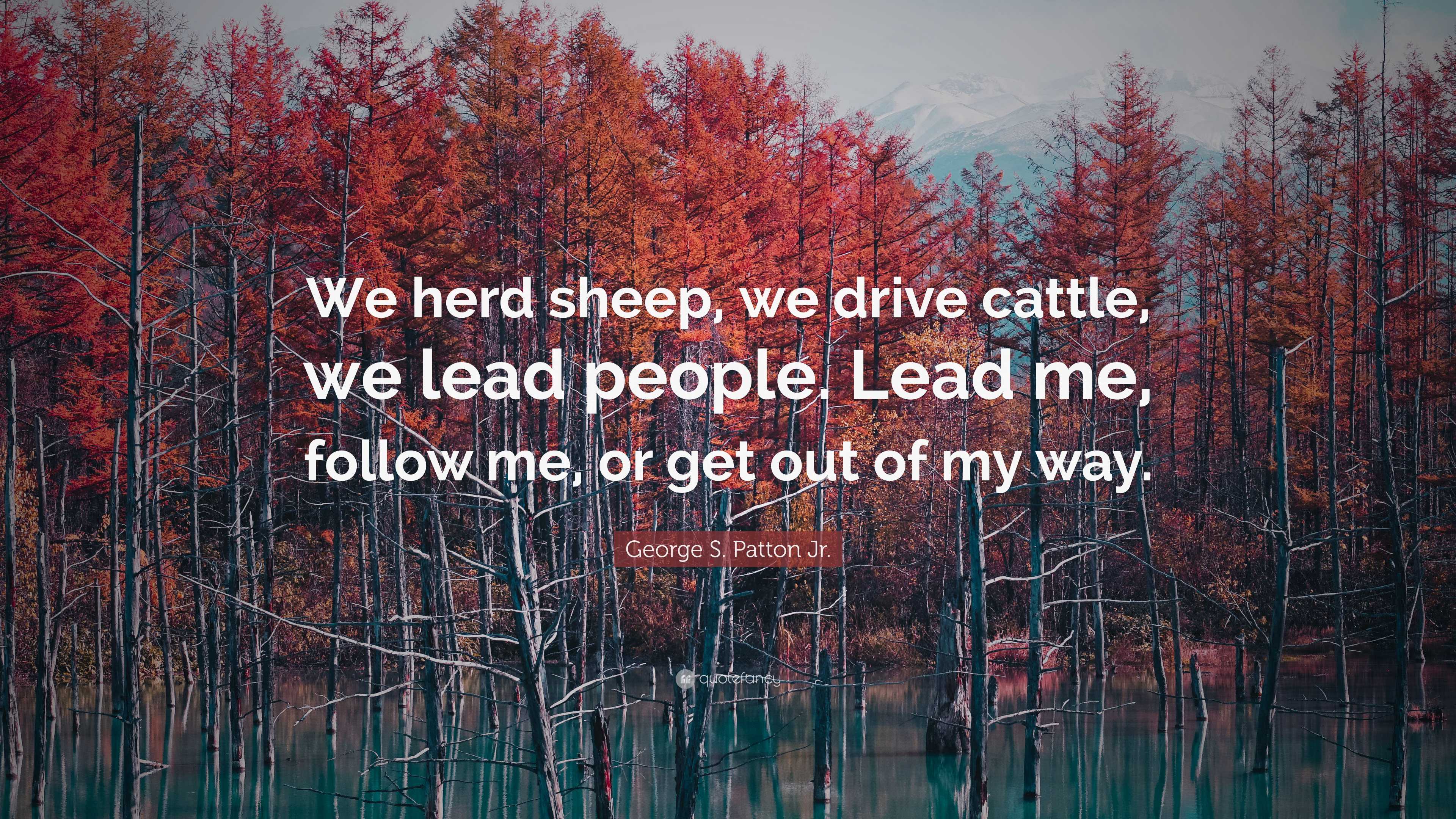 George S. Patton Jr. Quote: “We herd sheep, we drive cattle, we lead ...