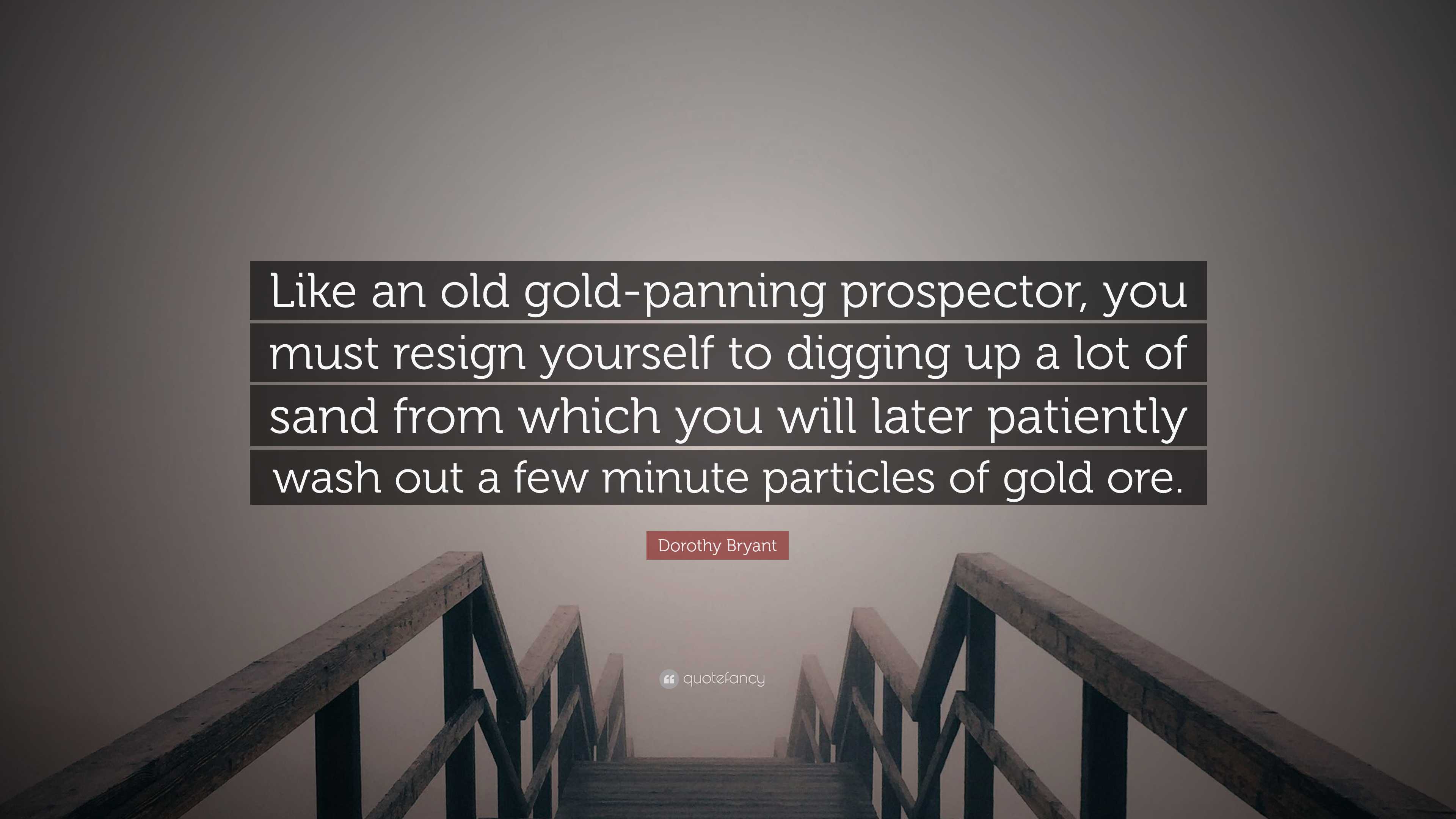 Dorothy Bryant Quote: “Like an old gold-panning prospector, you must ...