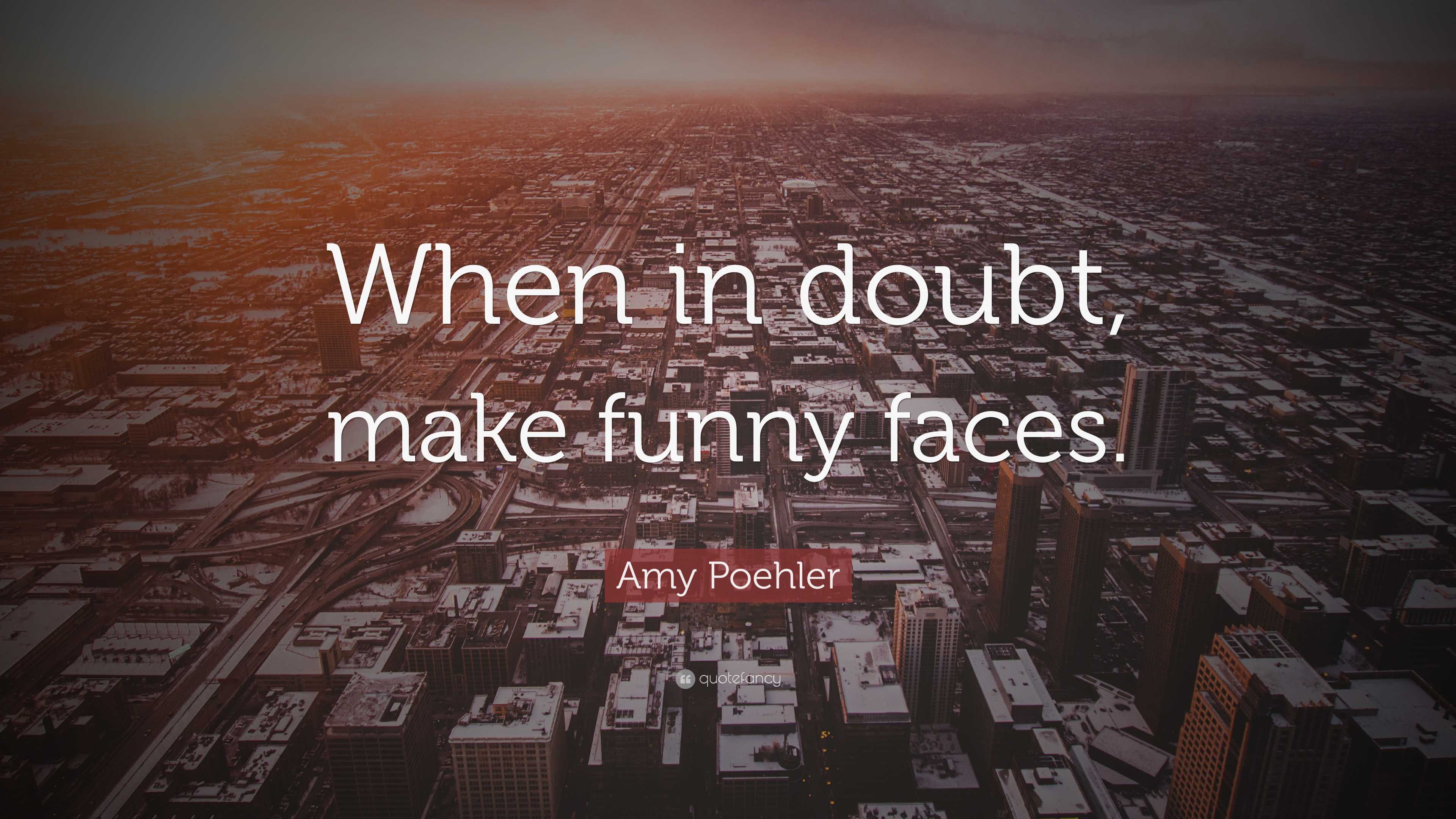 Amy Poehler Quote: “When in doubt, make funny faces.”