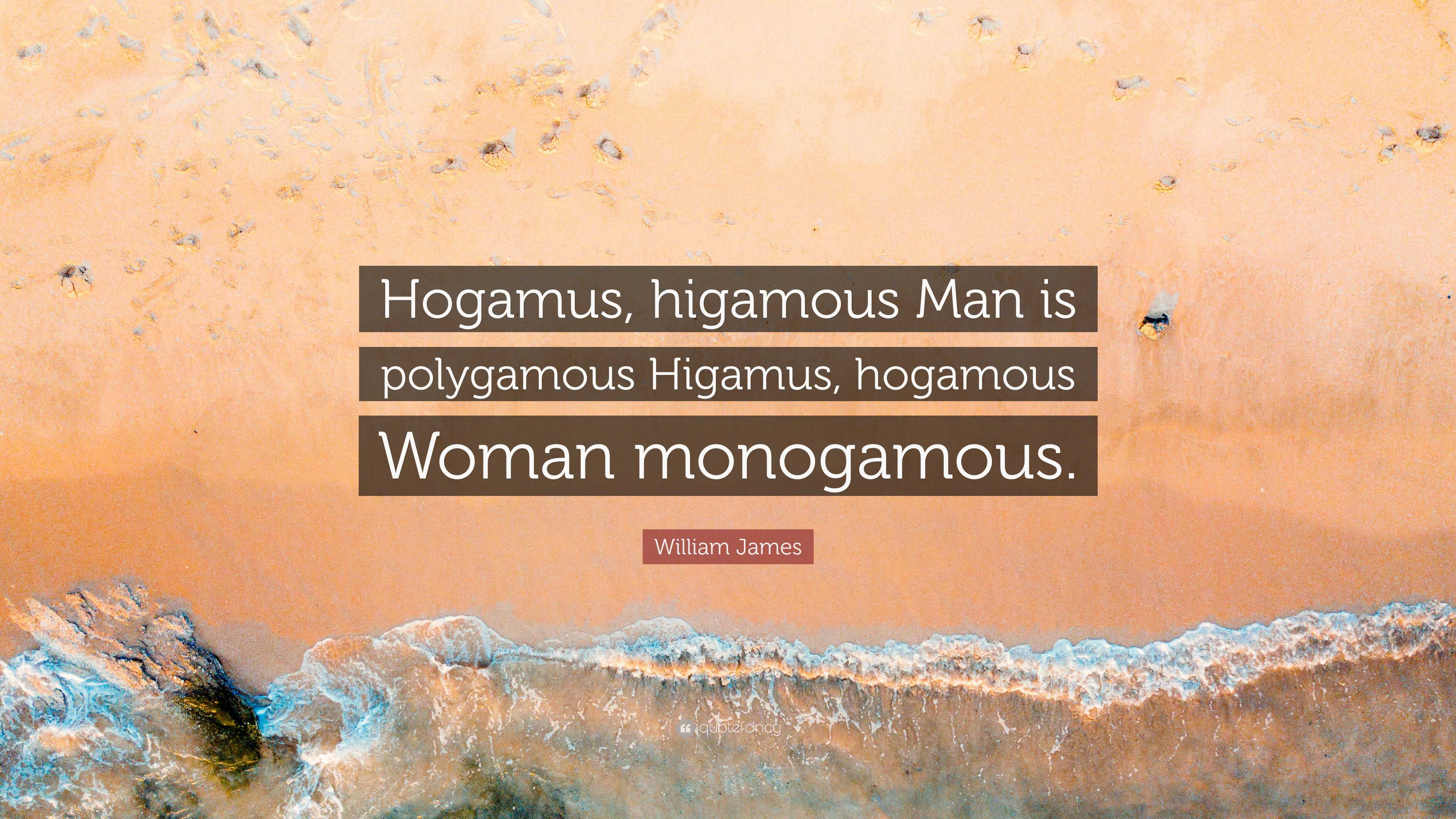 William James Quote: “Hogamus, higamous Man is polygamous Higamus ...