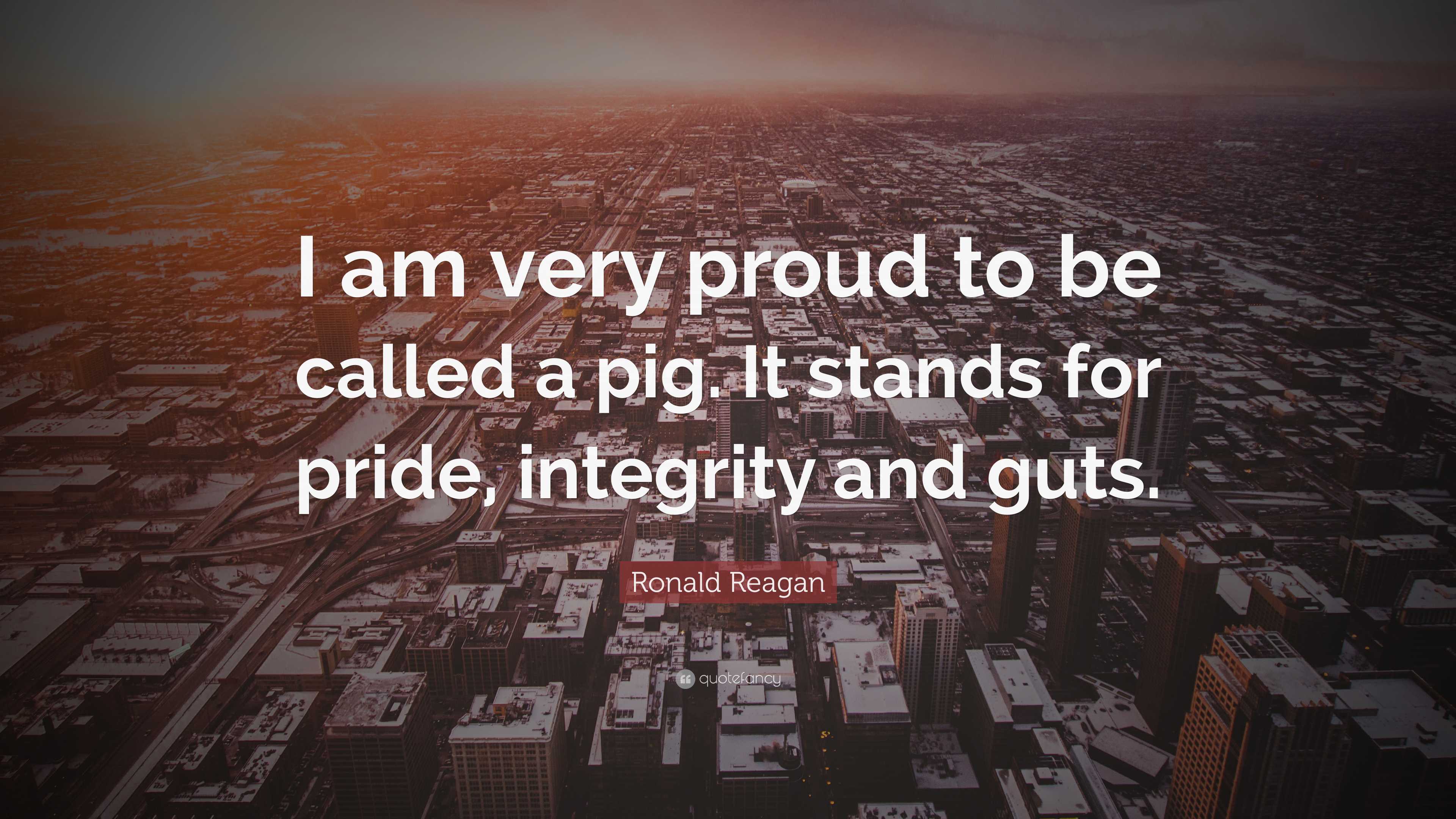 Ronald Reagan Quote: “I am very proud to be called a pig. It stands for ...