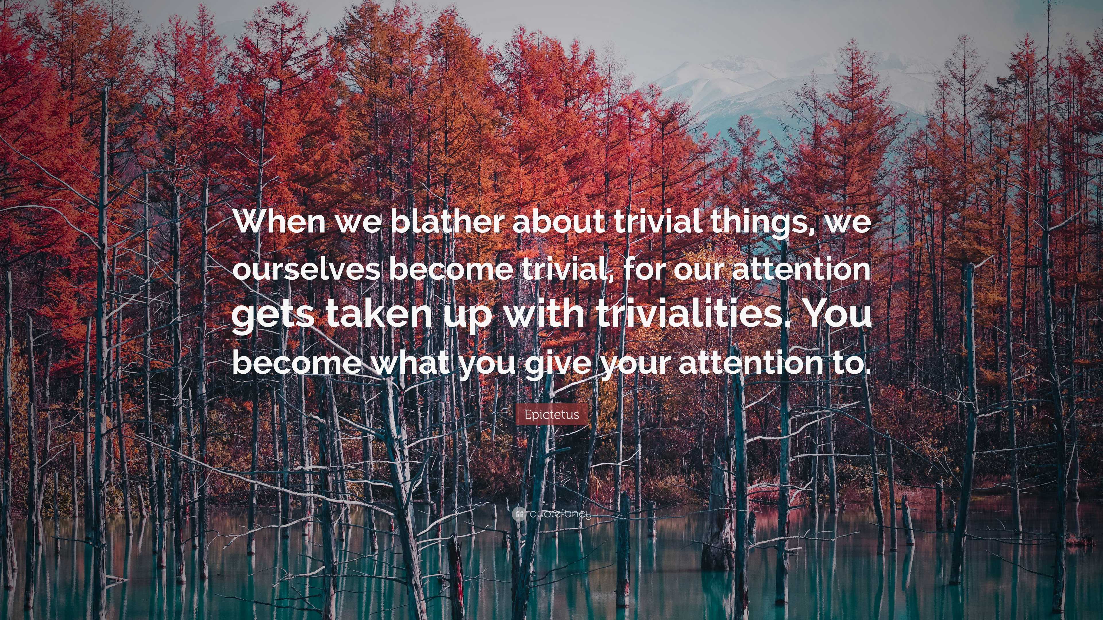 Epictetus Quote: “When we blather about trivial things, we ourselves ...