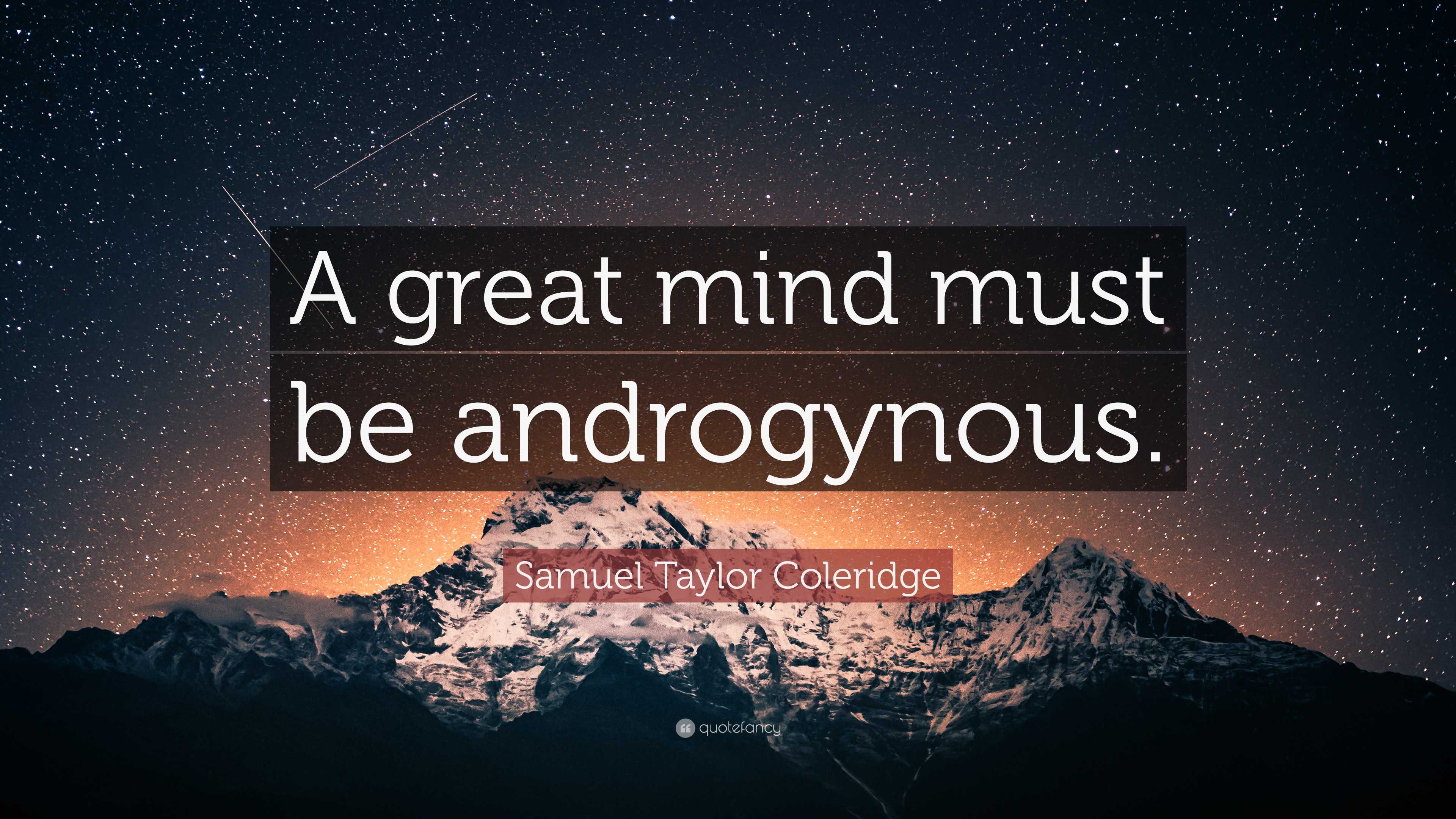 Samuel Taylor Coleridge Quote: “A great mind must be androgynous.”