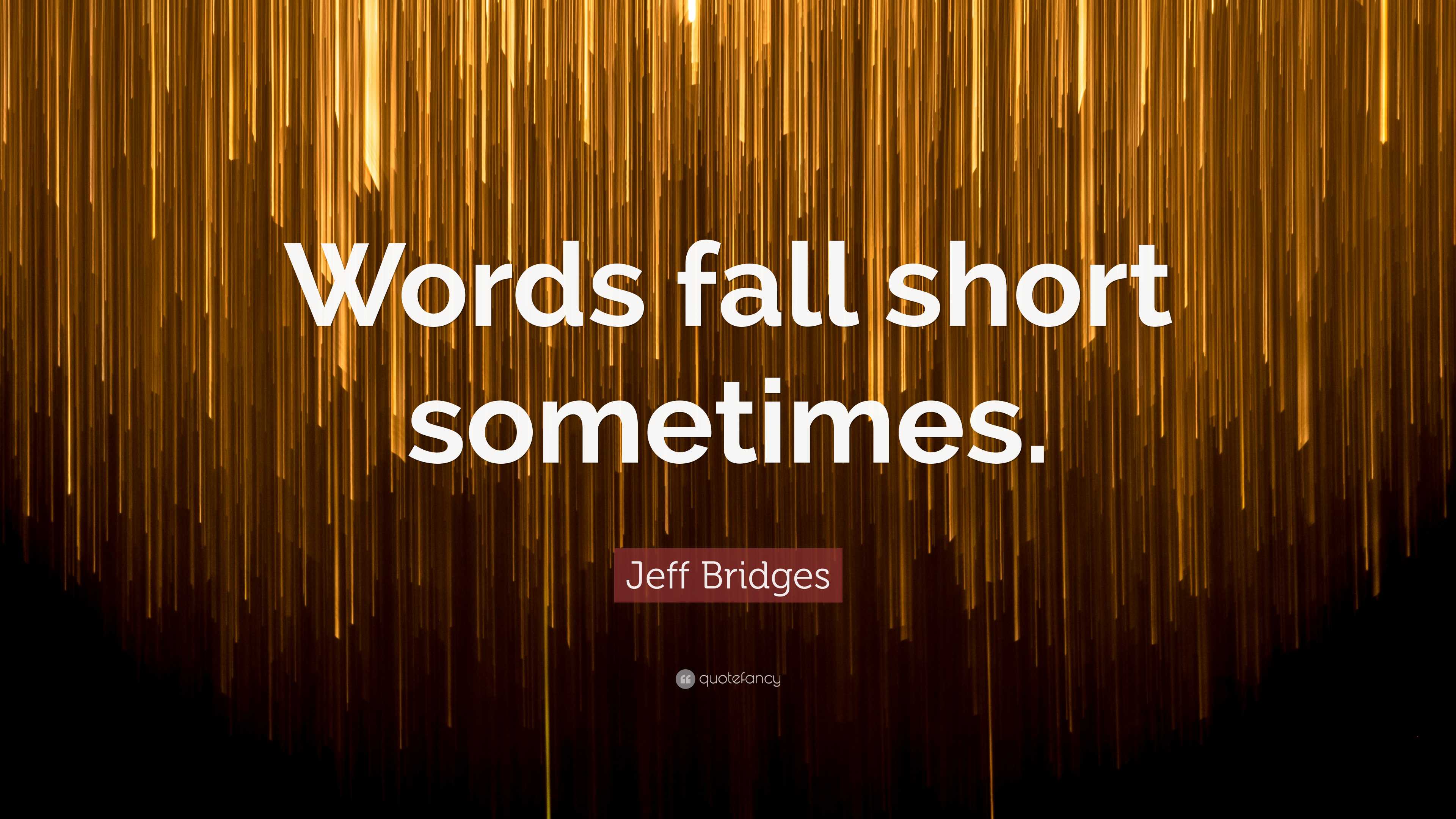 Jeff Bridges Quote: “Words fall short sometimes.”