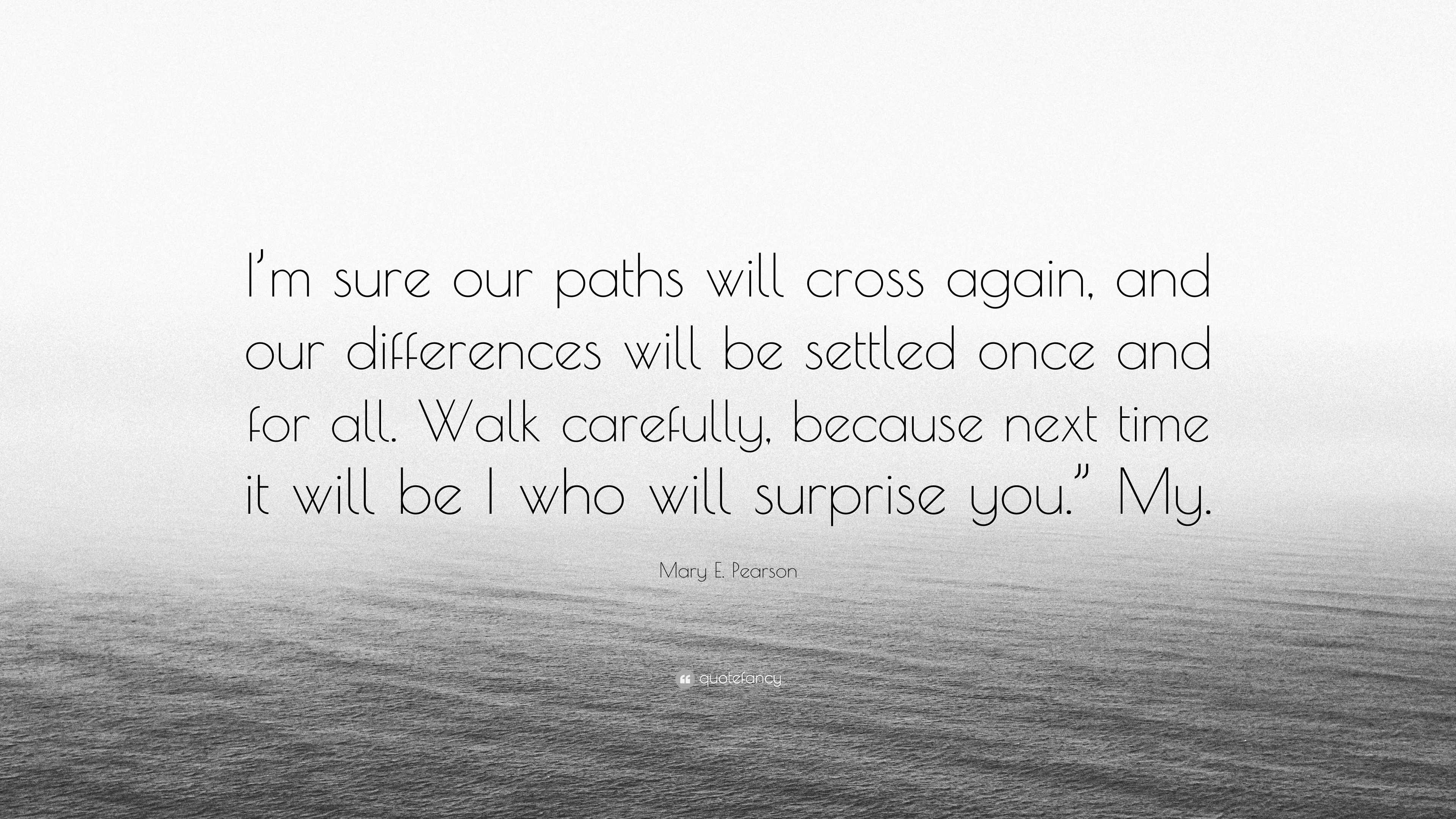 Mary E. Pearson Quote: “I’m sure our paths will cross again, and our ...