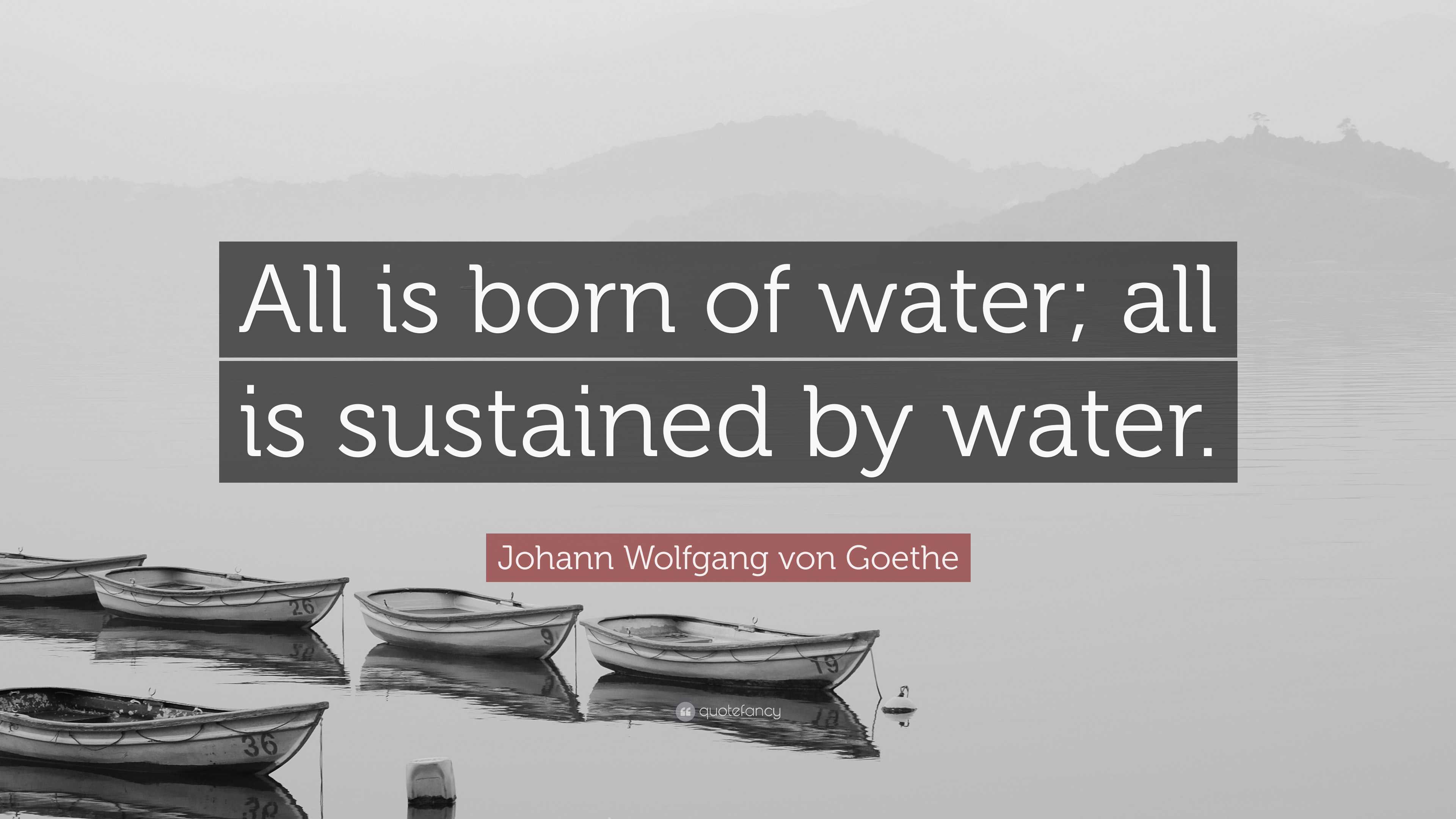 Johann Wolfgang von Goethe Quote: “All is born of water; all is ...