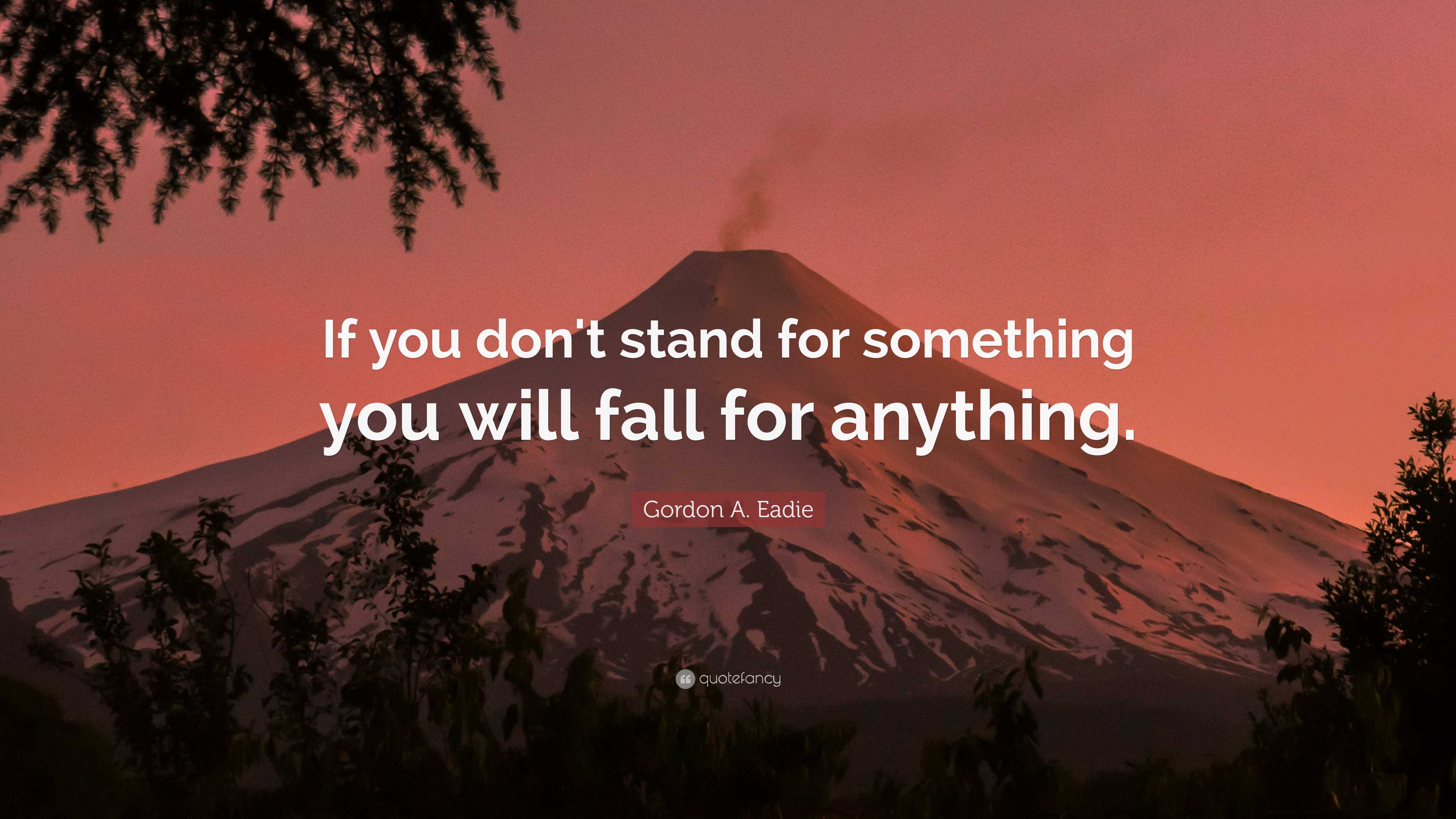 Gordon A. Eadie Quote: “If you don't stand for something you will fall ...