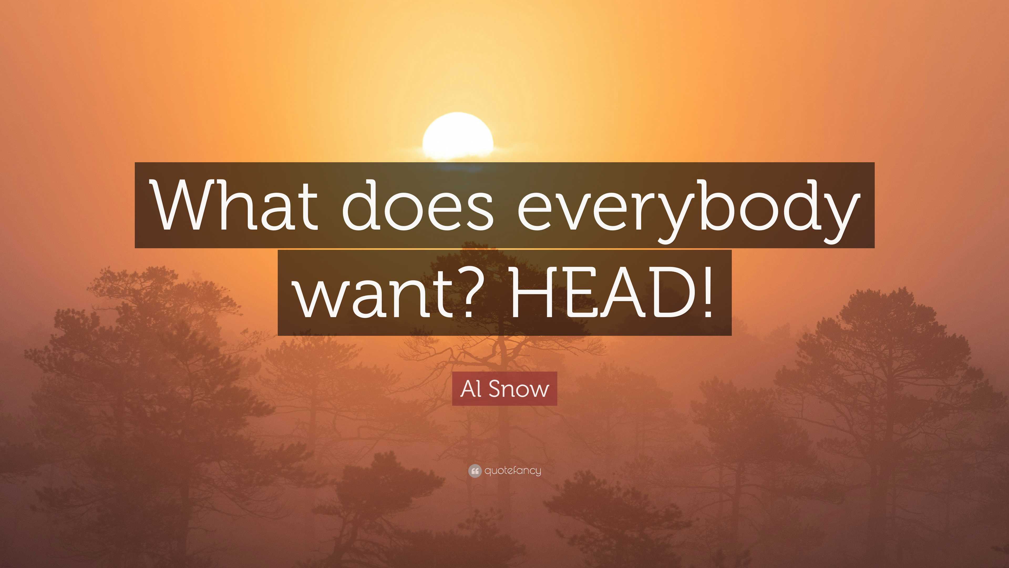 Al Snow Quote: “What does everybody want? HEAD!”