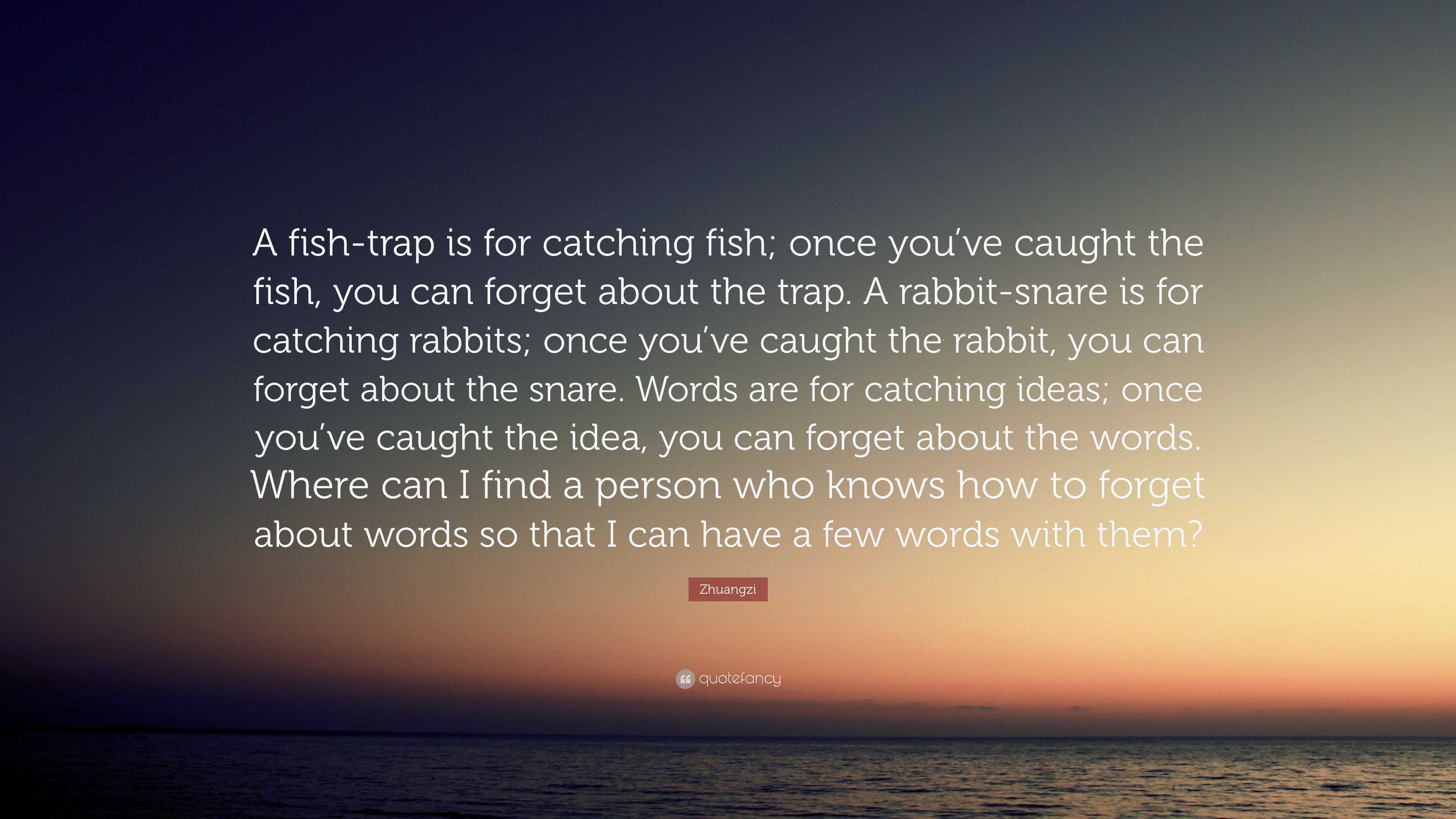 Zhuangzi Quote: “A fish-trap is for catching fish; once you’ve caught ...