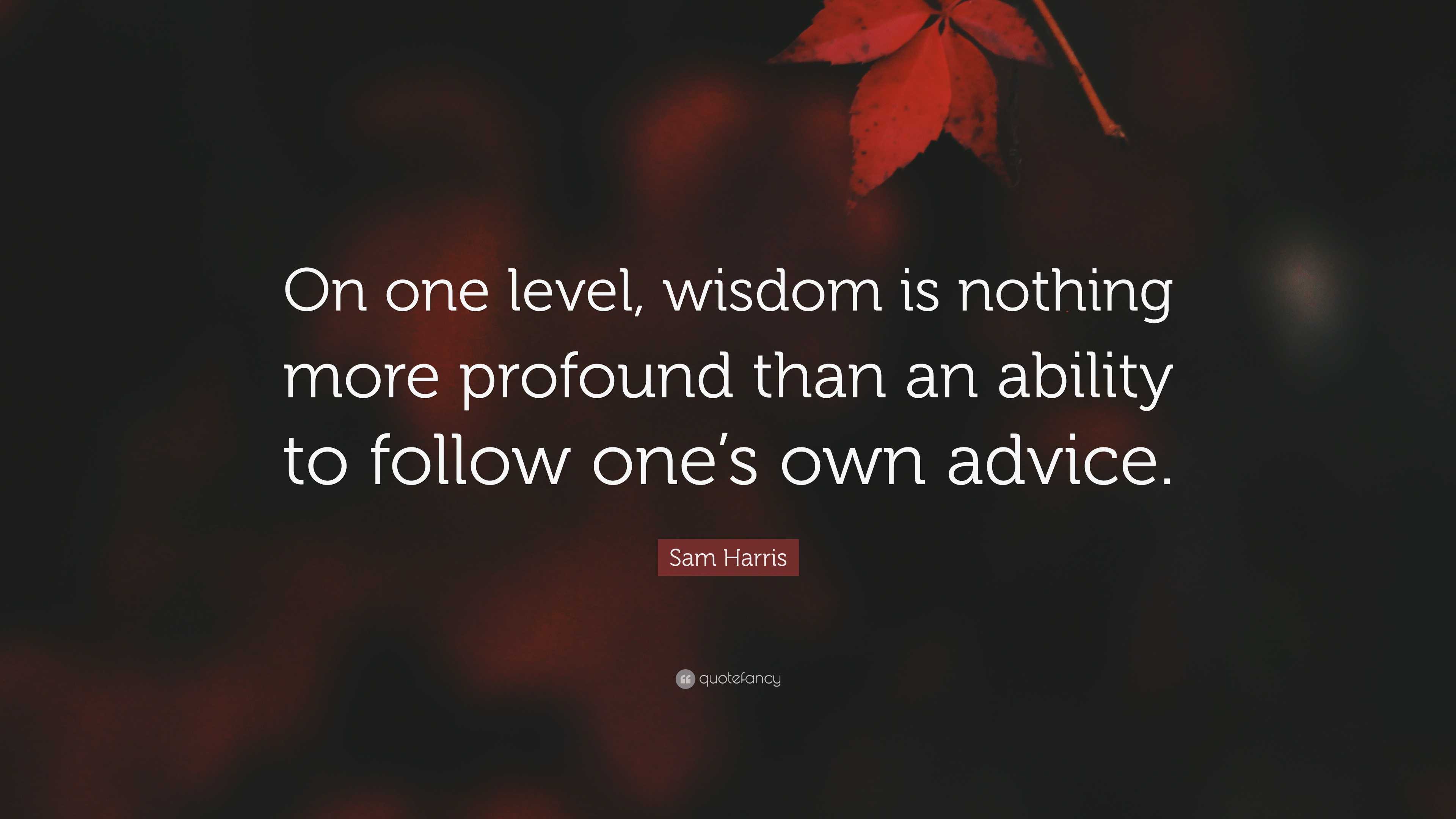 Sam Harris Quote: “On one level, wisdom is nothing more profound than ...
