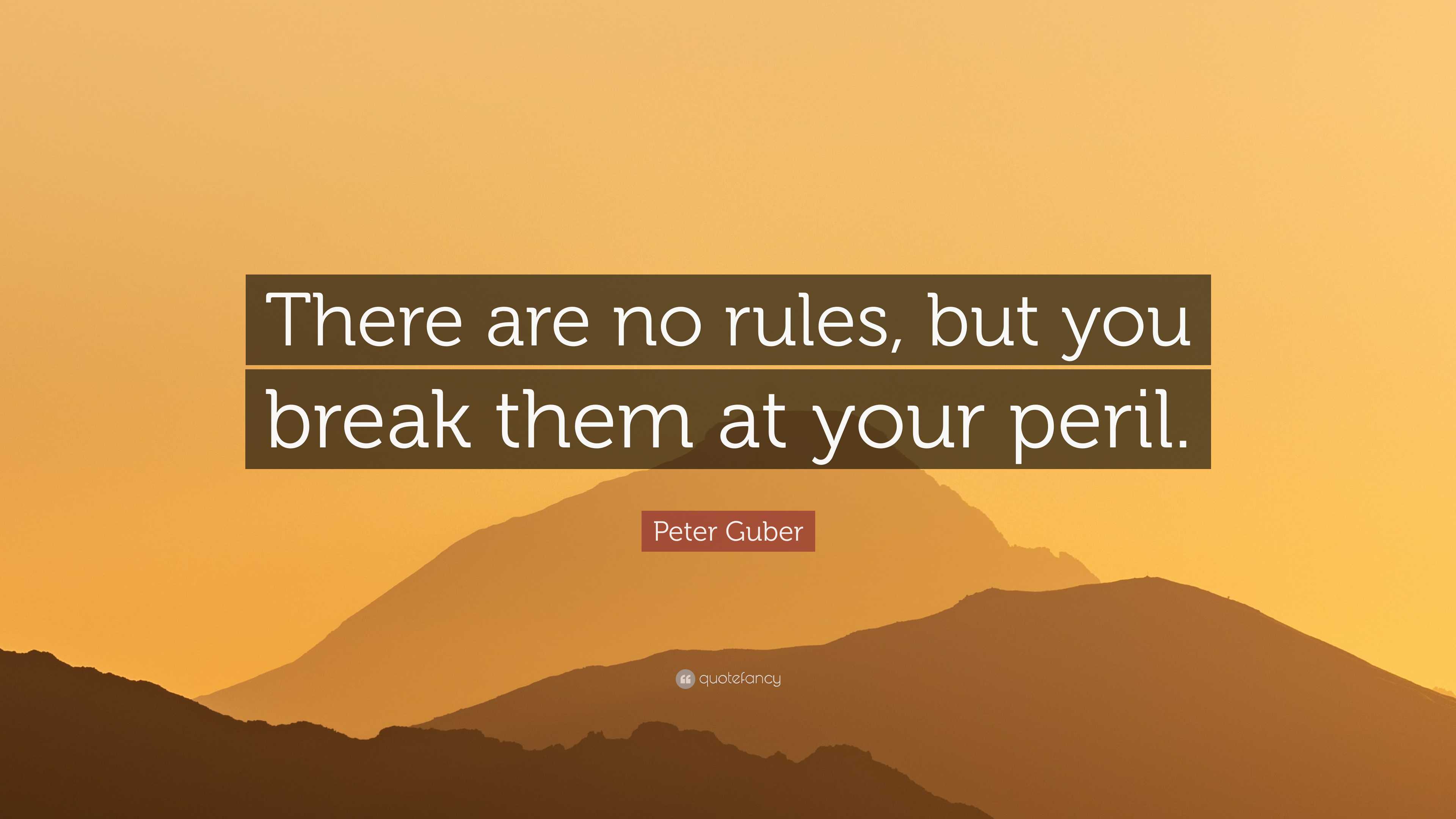 Peter Guber Quote: “There are no rules, but you break them at your peril.”
