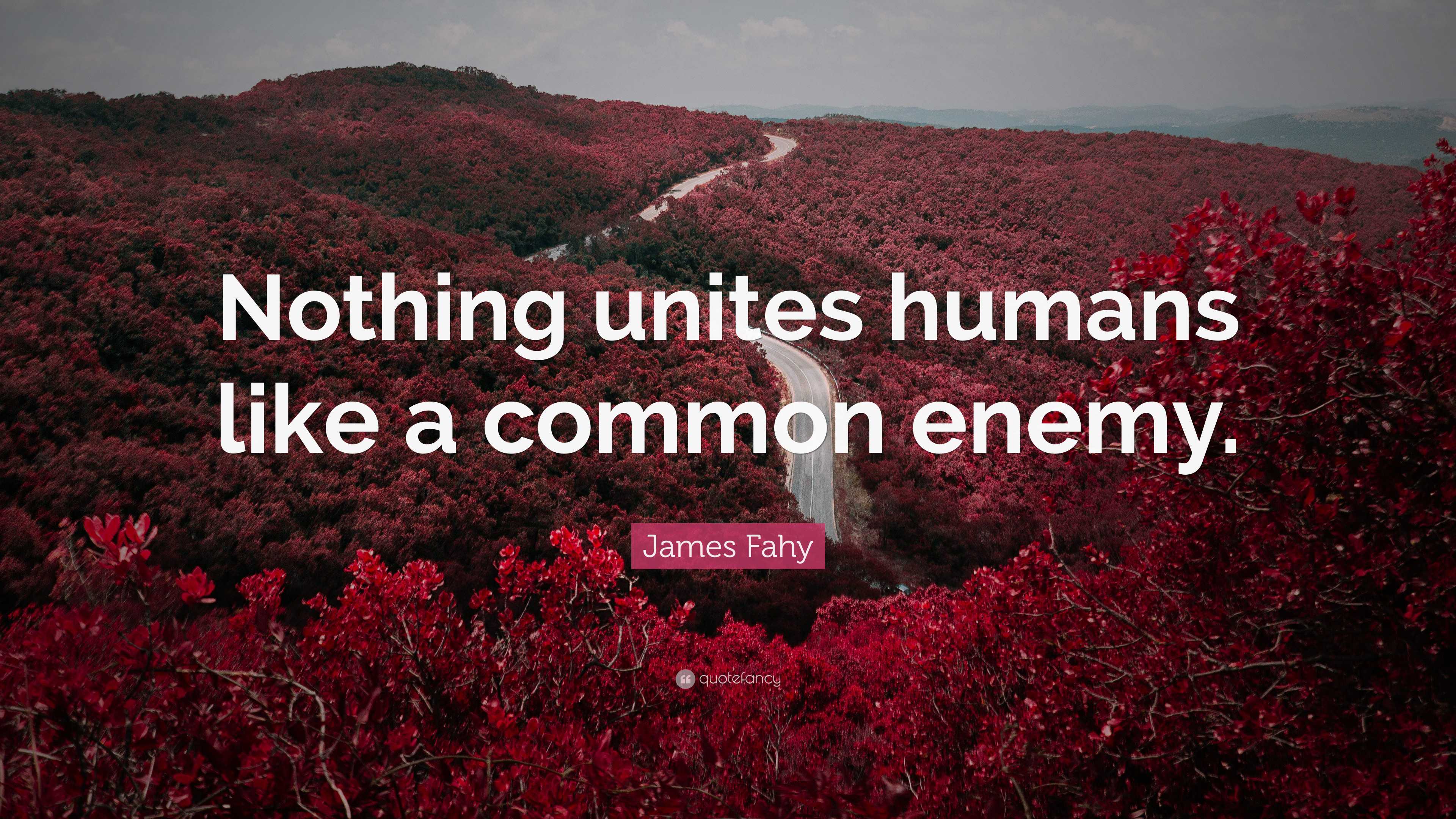 James Fahy Quote: “Nothing unites humans like a common enemy.”