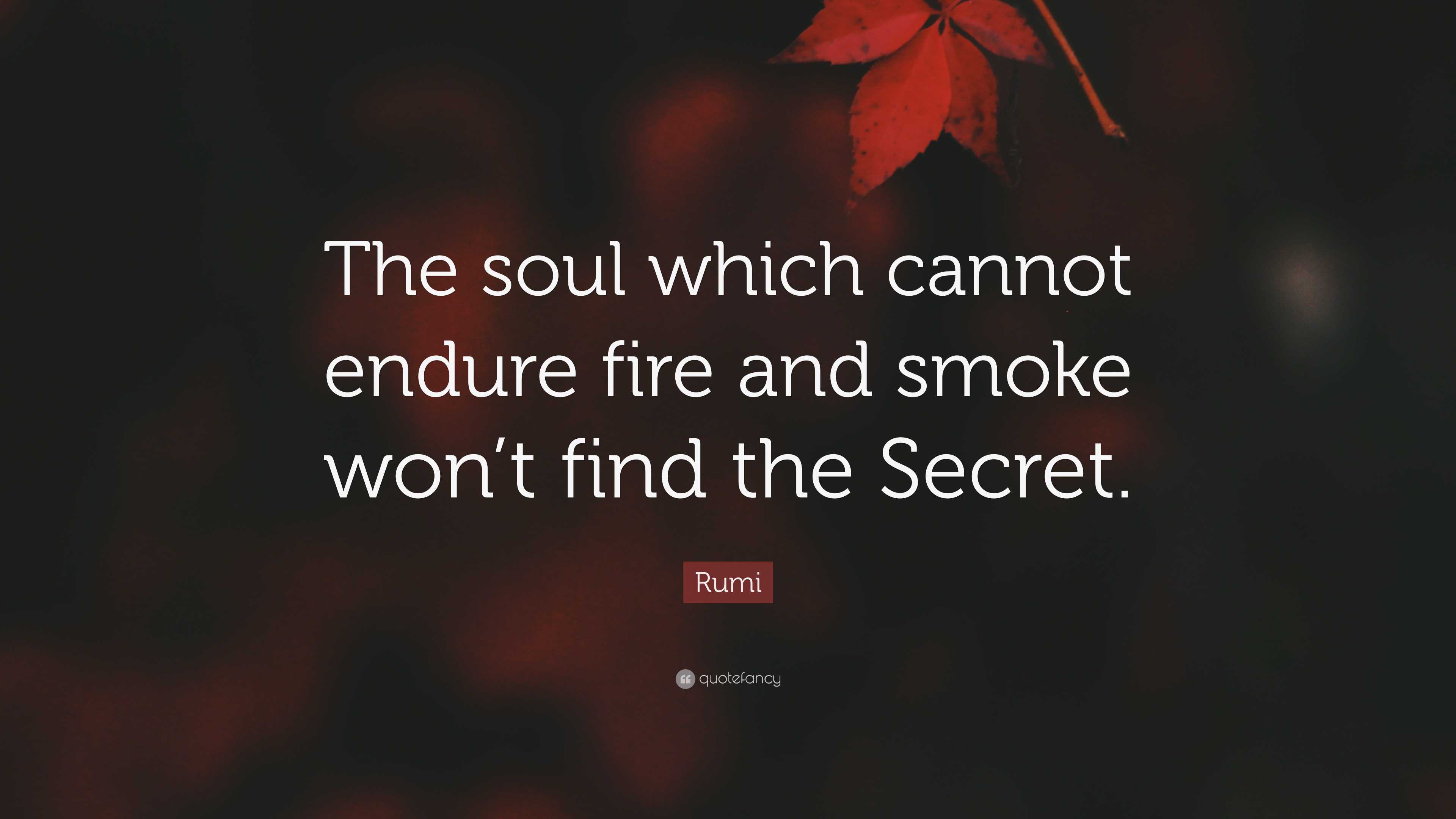 Rumi Quote: “The soul which cannot endure fire and smoke won’t find the ...