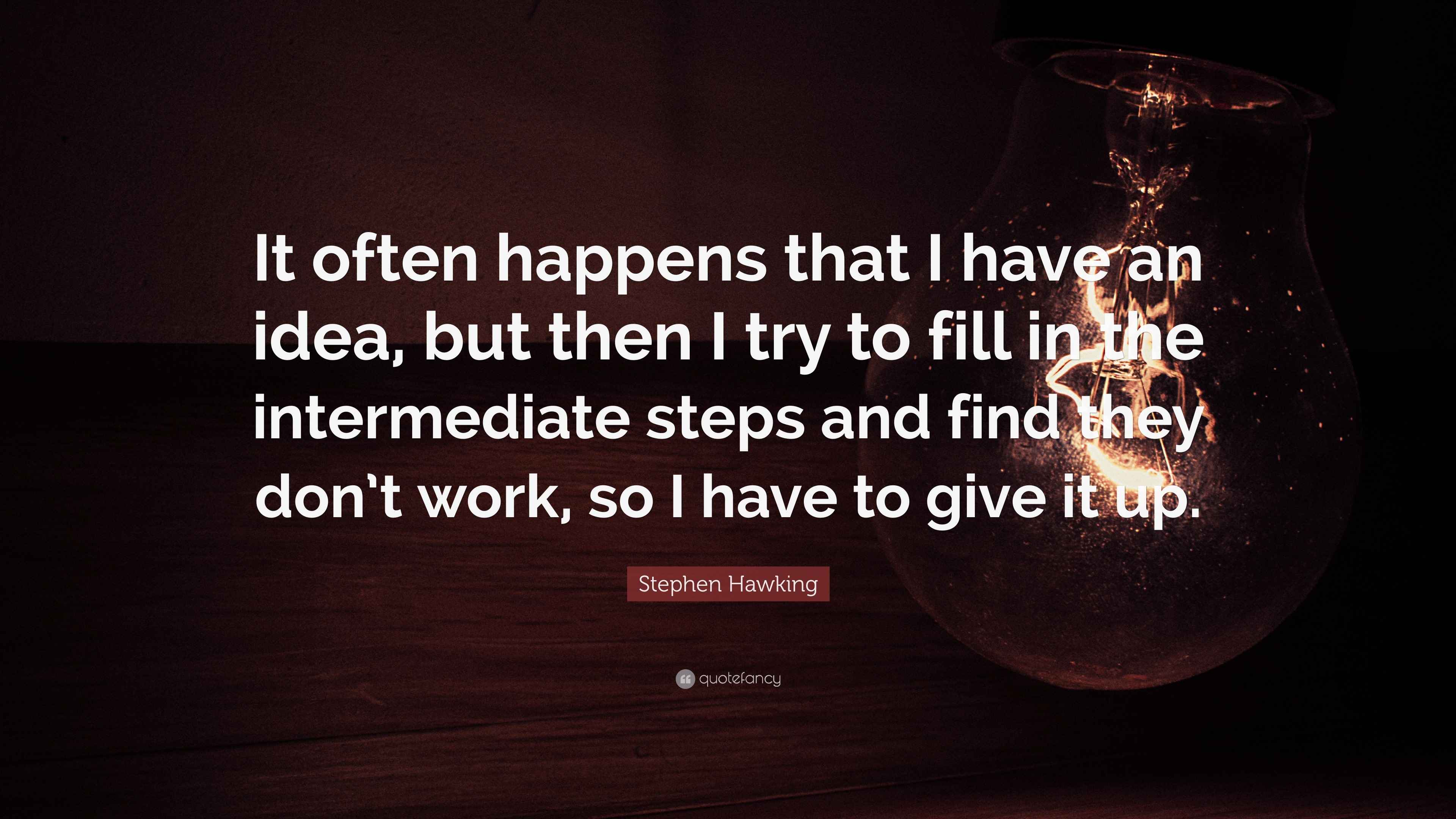Stephen Hawking Quote: “It often happens that I have an idea, but then ...