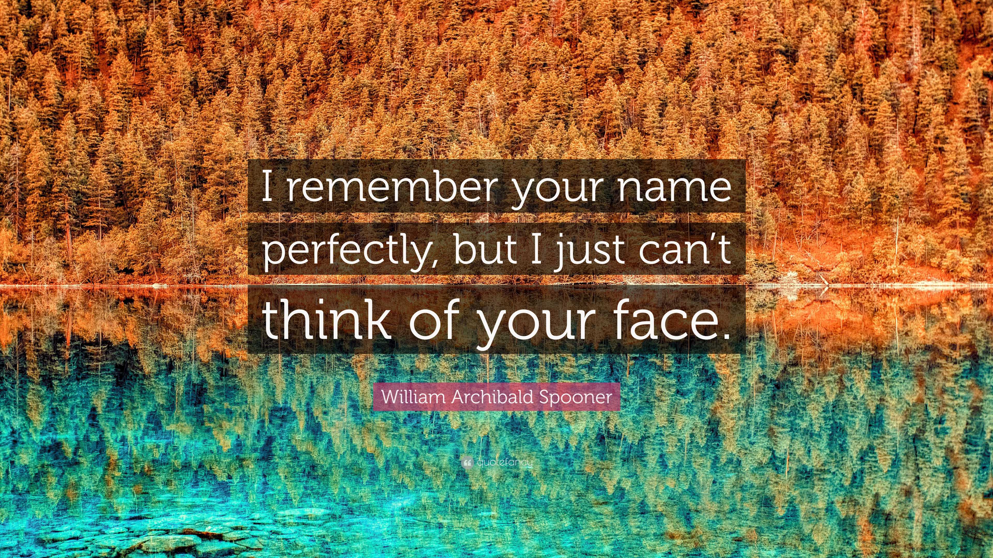 William Archibald Spooner Quote: “I remember your name perfectly, but I ...