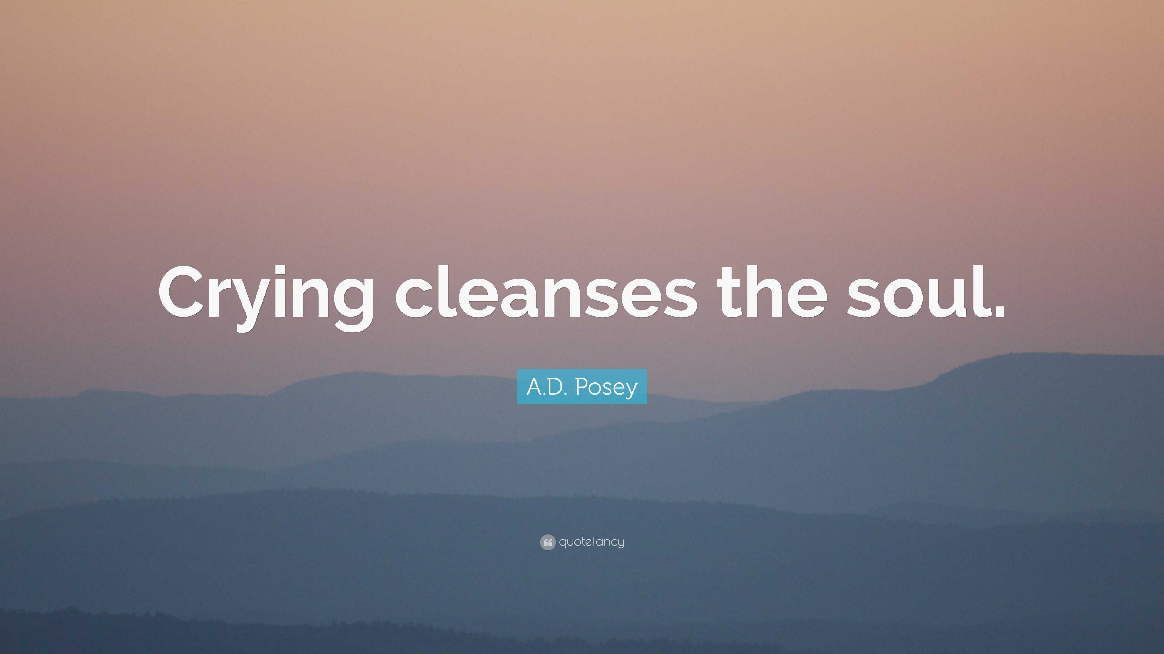 A.D. Posey Quote: “Crying cleanses the soul.”