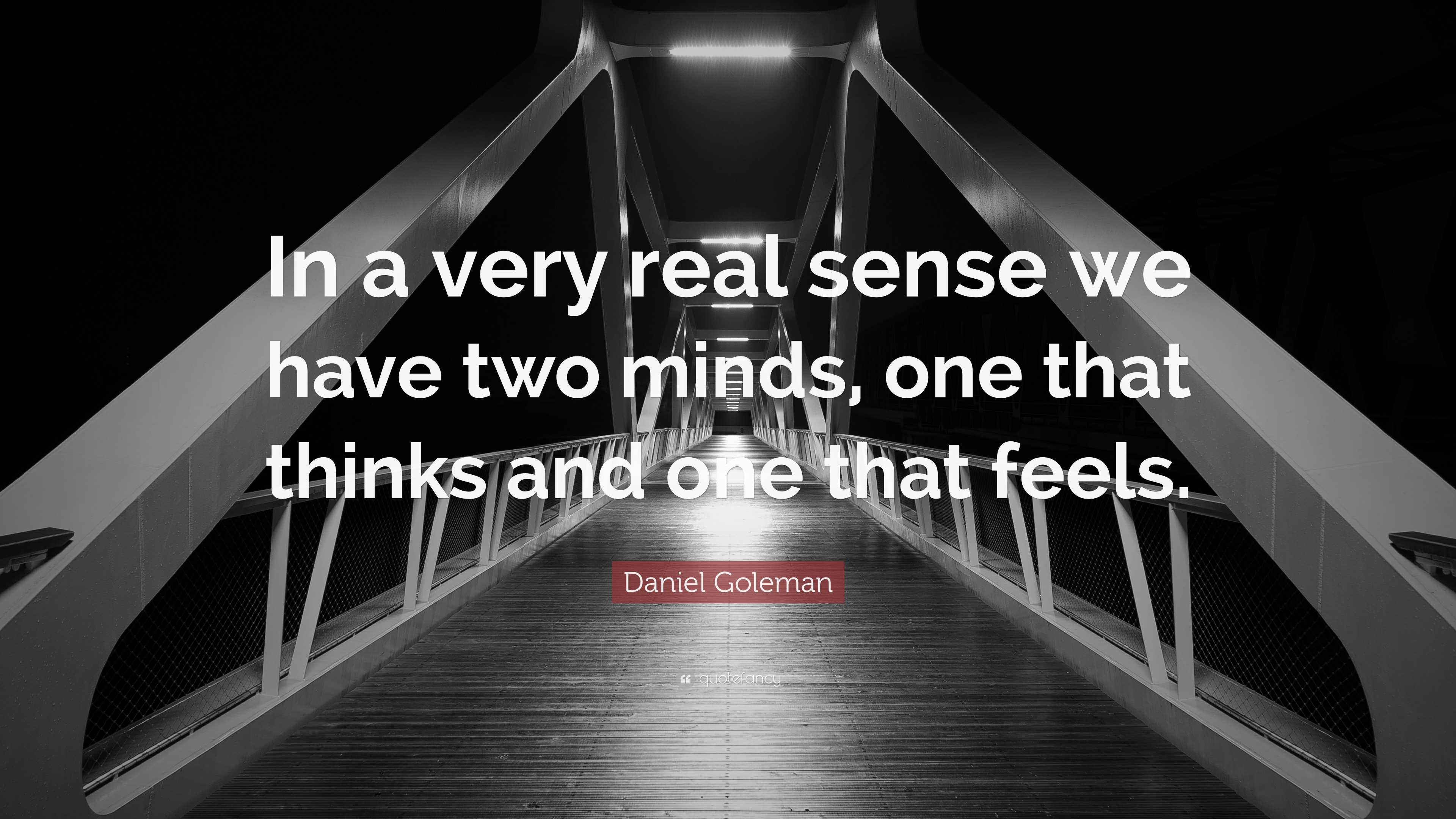 Daniel Goleman Quote: “In a very real sense we have two minds, one that ...