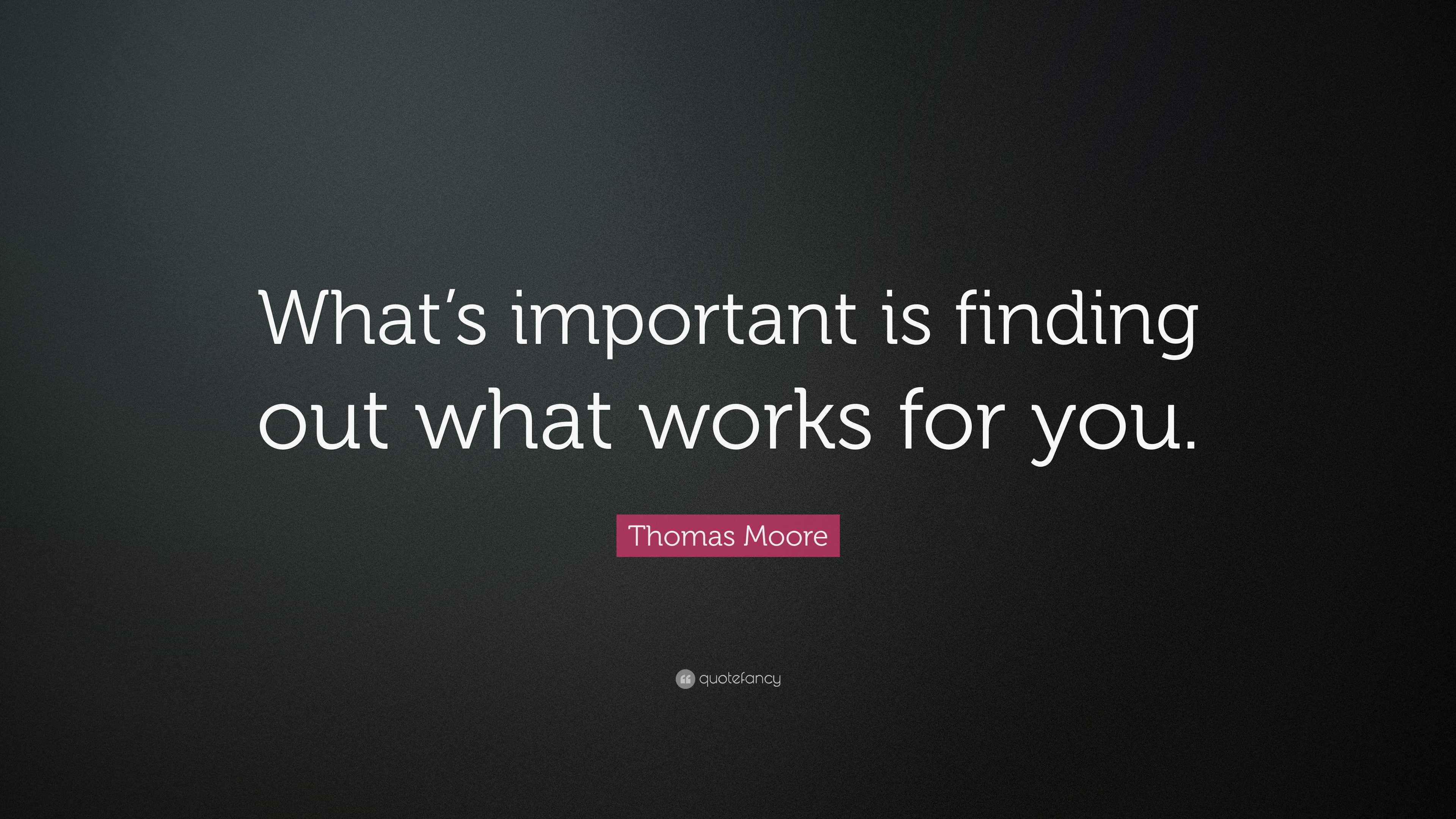 Thomas Moore Quote: “What’s important is finding out what works for you.”