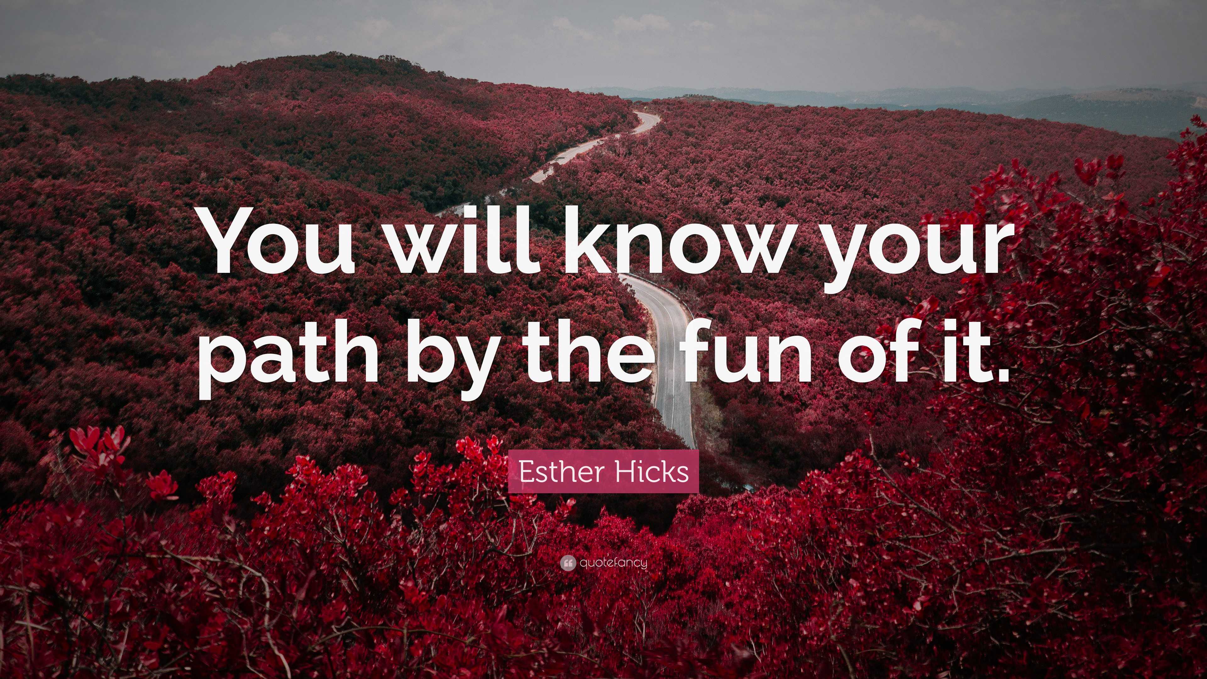 Esther Hicks Quote: “You will know your path by the fun of it.”