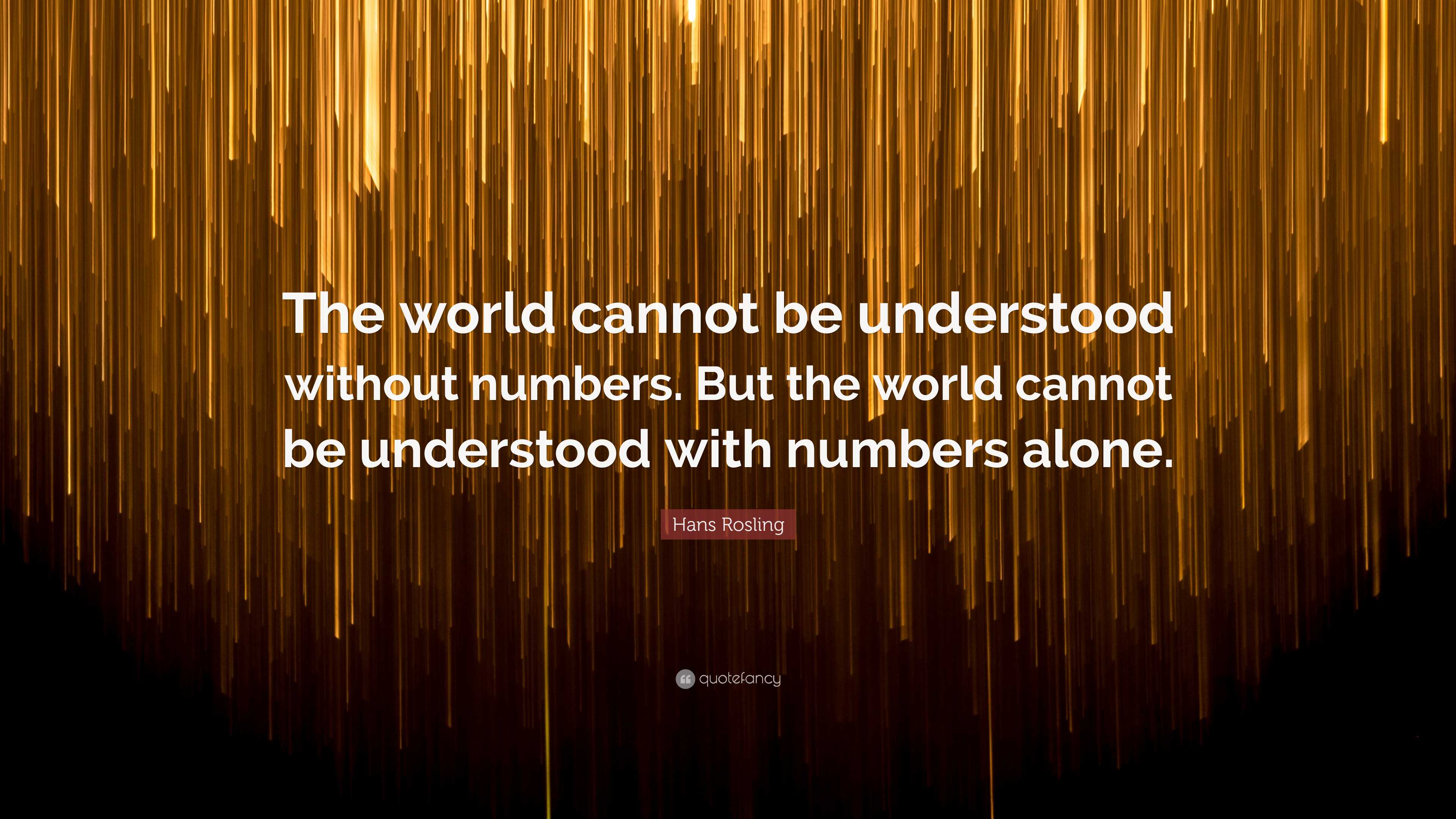 Hans Rosling Quote: “The world cannot be understood without numbers ...