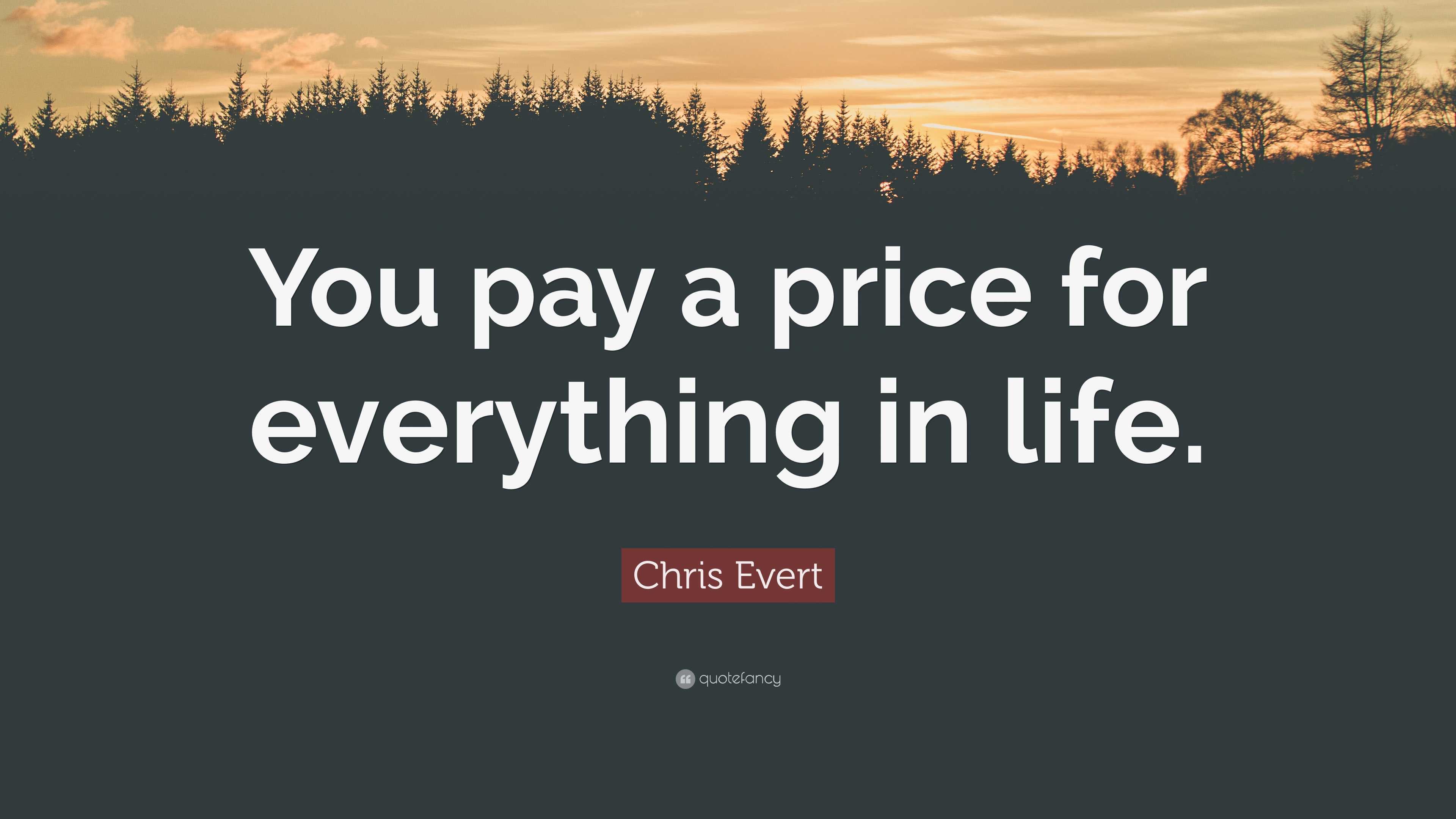 Chris Evert Quote: “You pay a price for everything in life.”