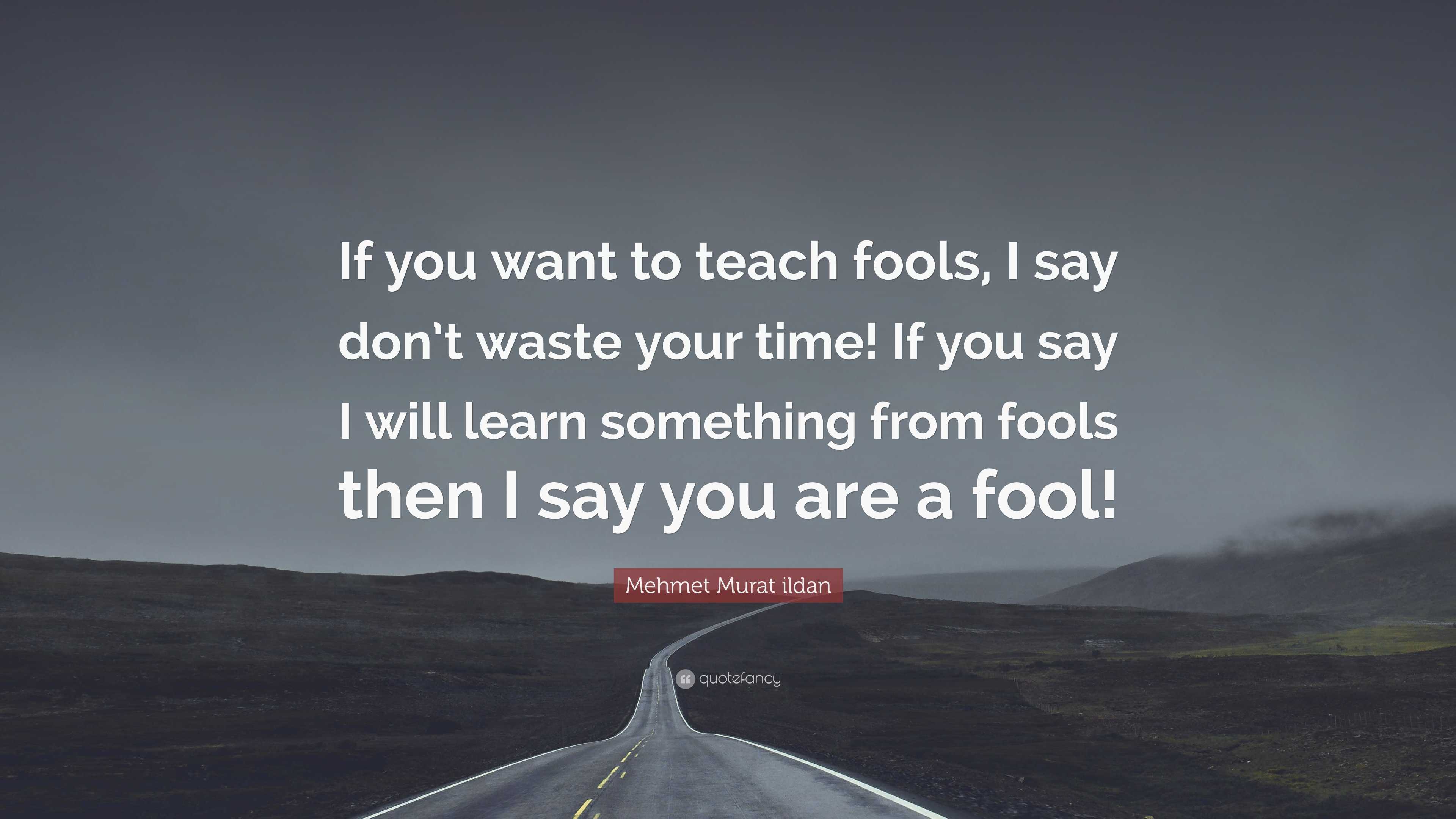 Mehmet Murat ildan Quote: “If you want to teach fools, I say don’t ...