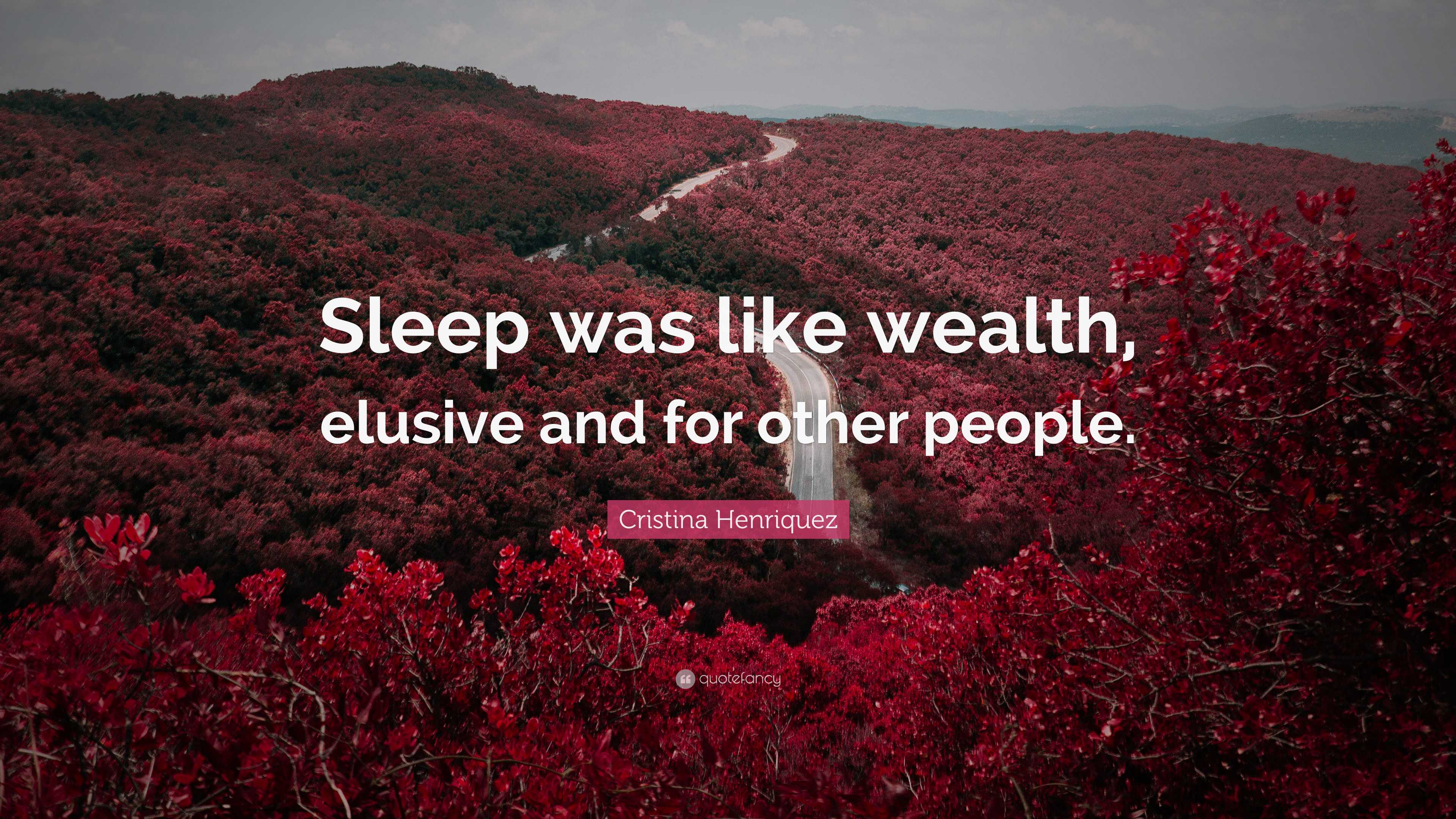 Cristina Henriquez Quote: “Sleep was like wealth, elusive and for other ...