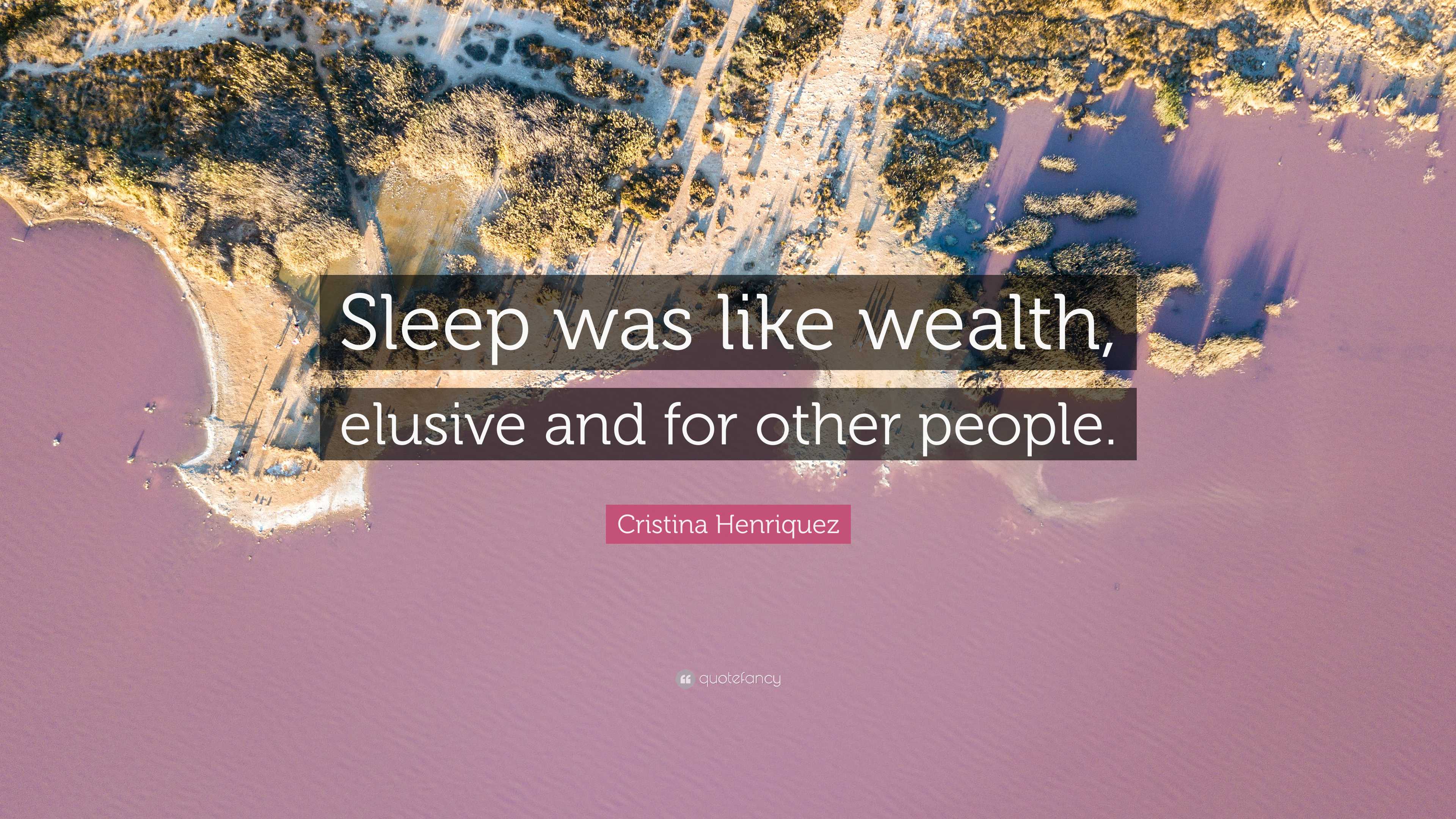 Cristina Henriquez Quote: “Sleep was like wealth, elusive and for other ...