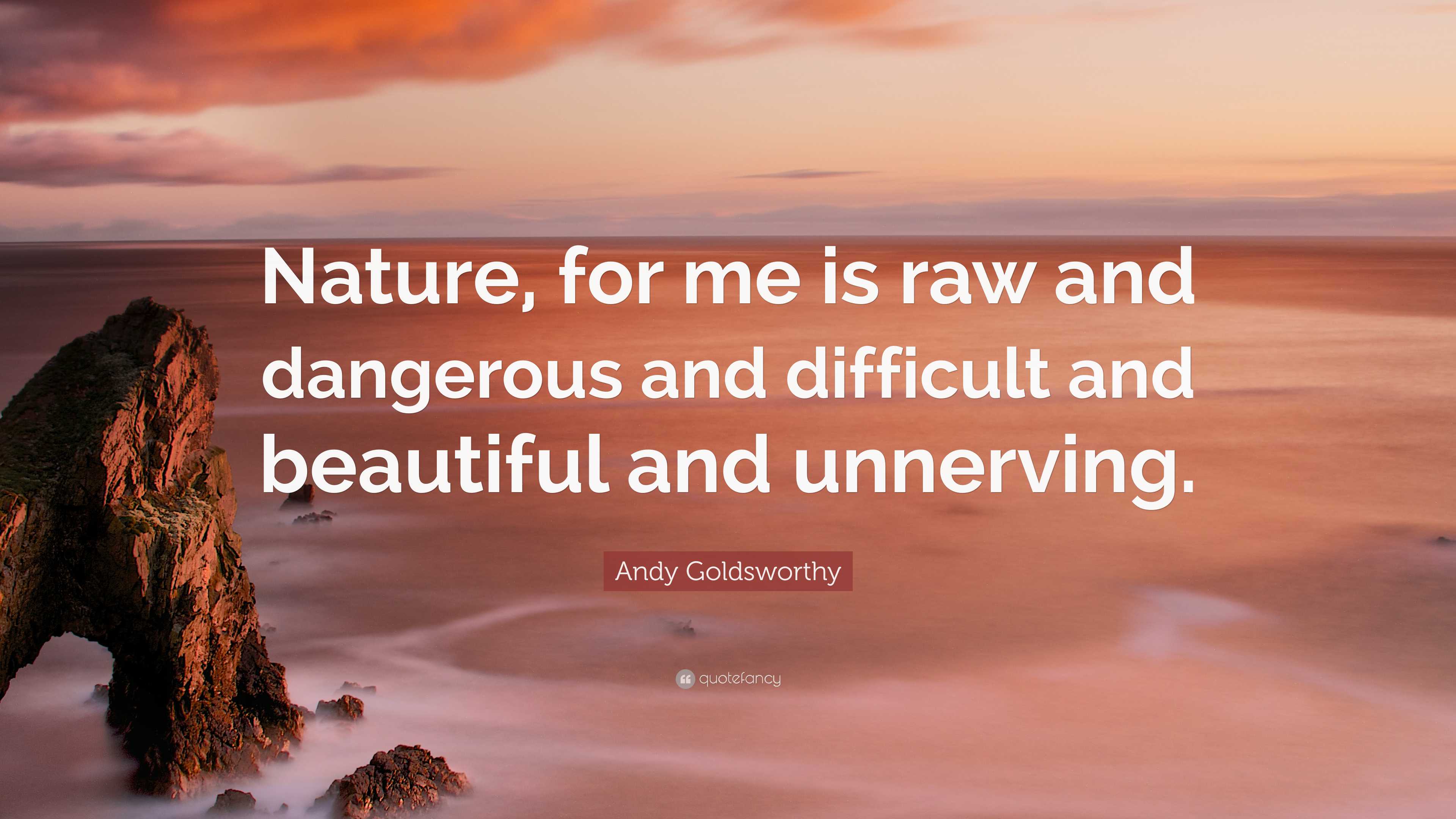 Andy Goldsworthy Quote: “Nature, for me is raw and dangerous and ...