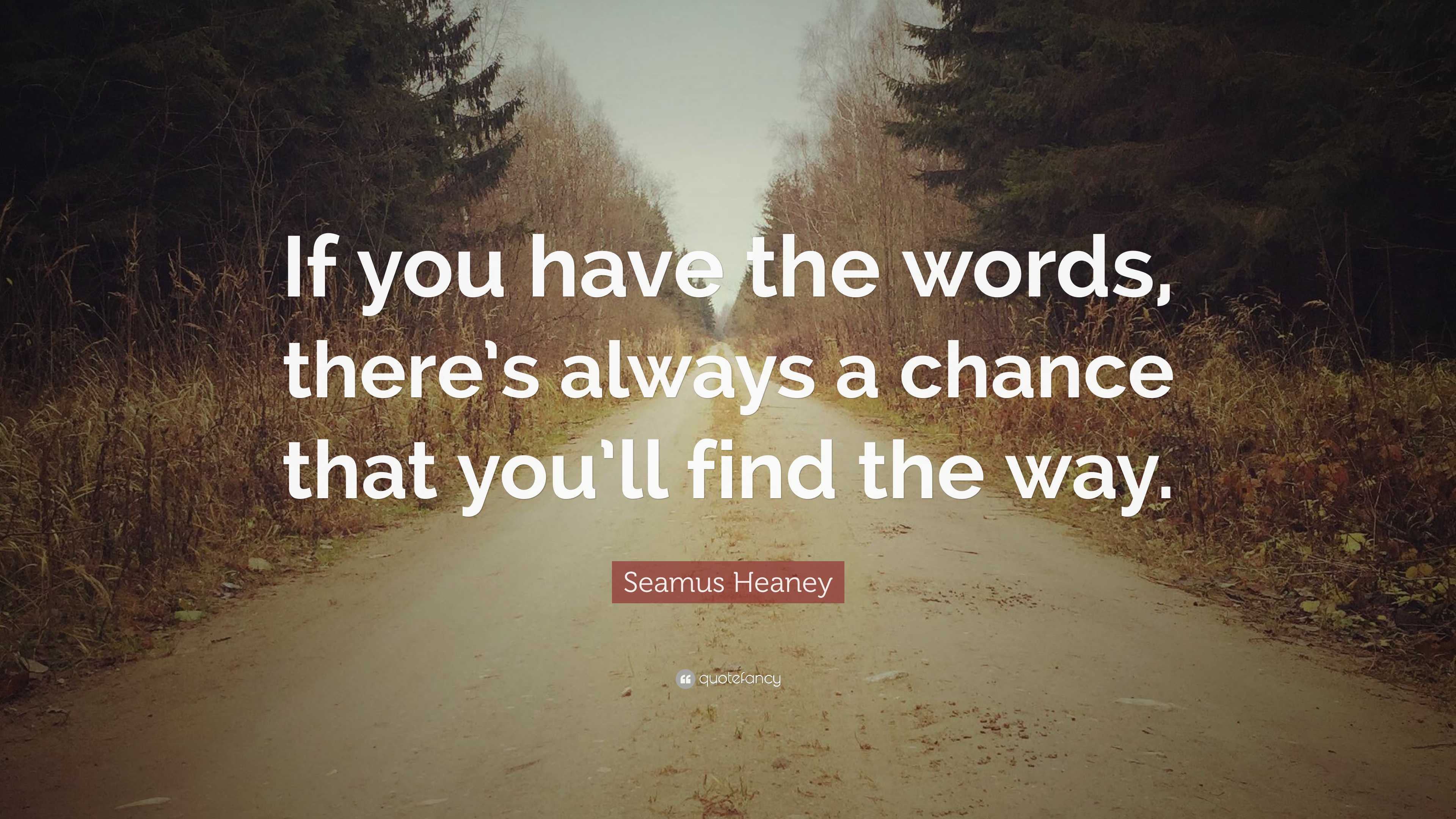 Seamus Heaney Quote: “If you have the words, there’s always a chance ...