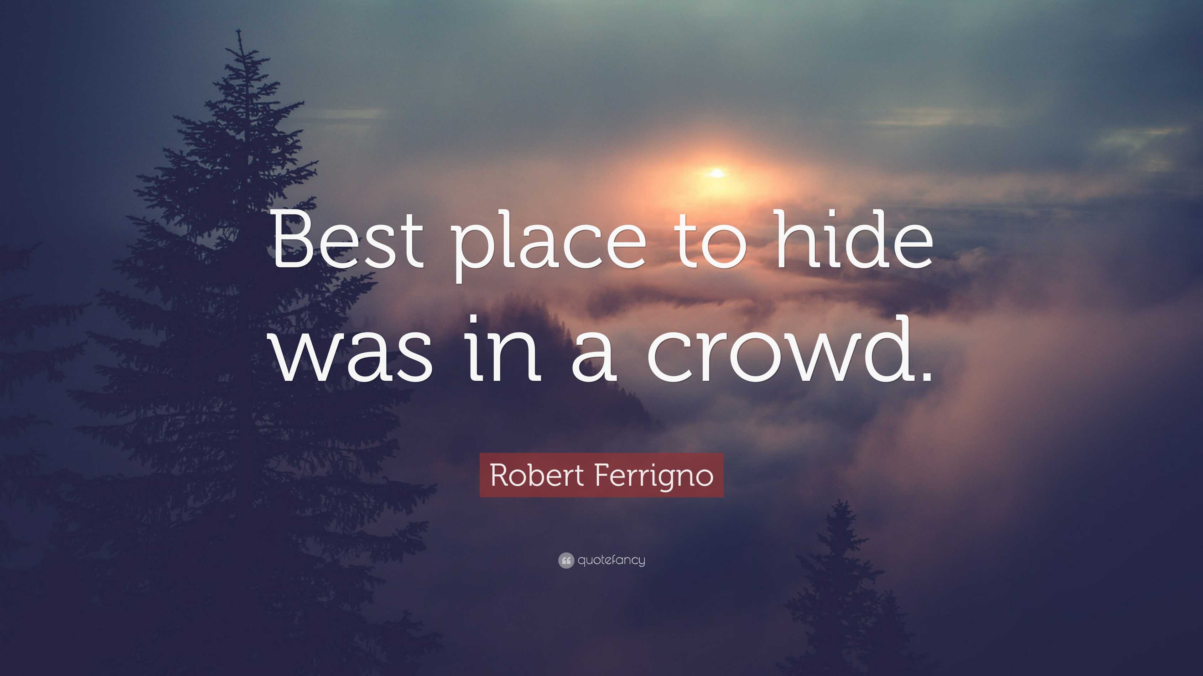 Robert Ferrigno Quote: “Best place to hide was in a crowd.”