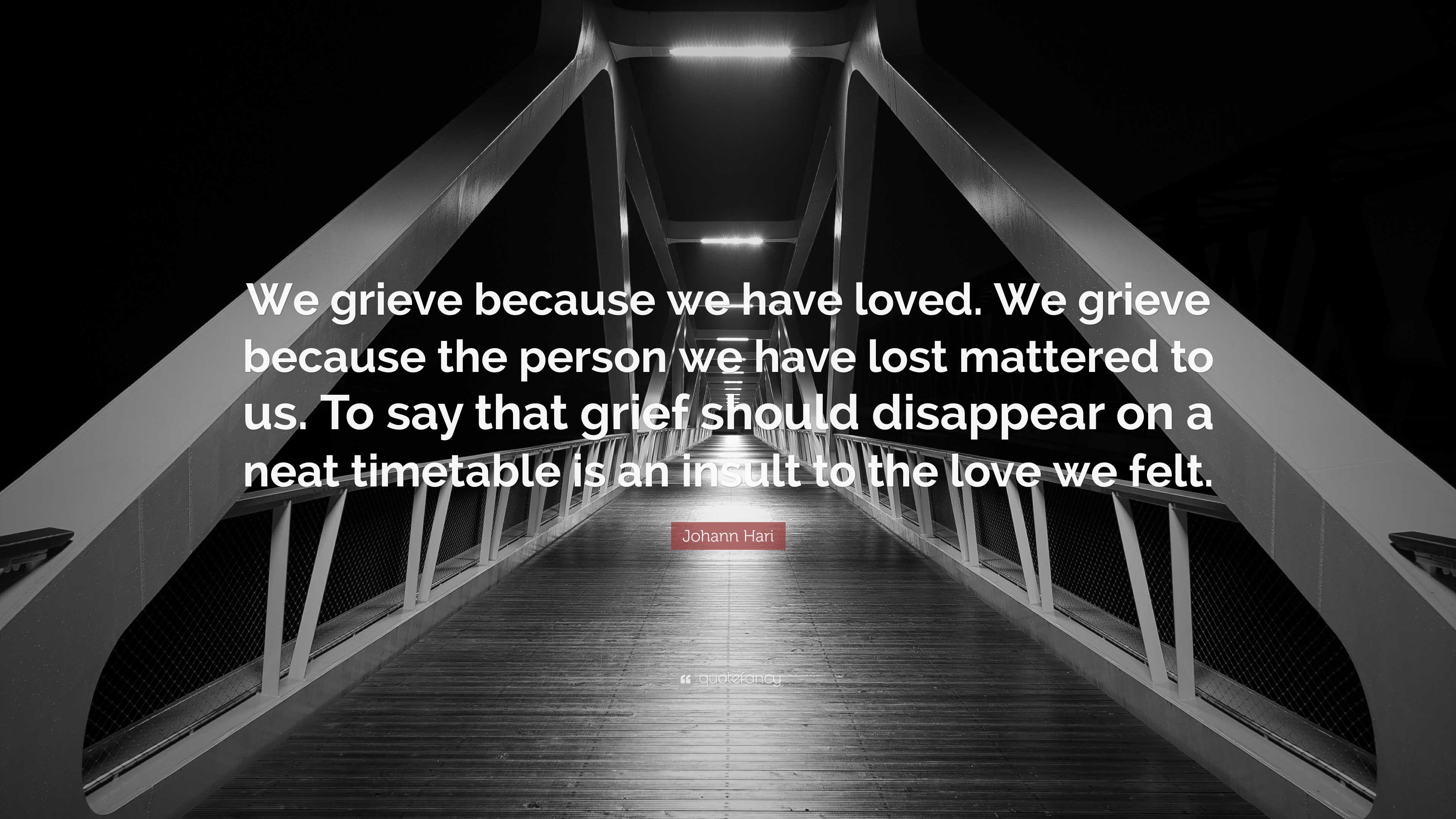 Johann Hari Quote We Grieve Because We Have Loved We Grieve Because