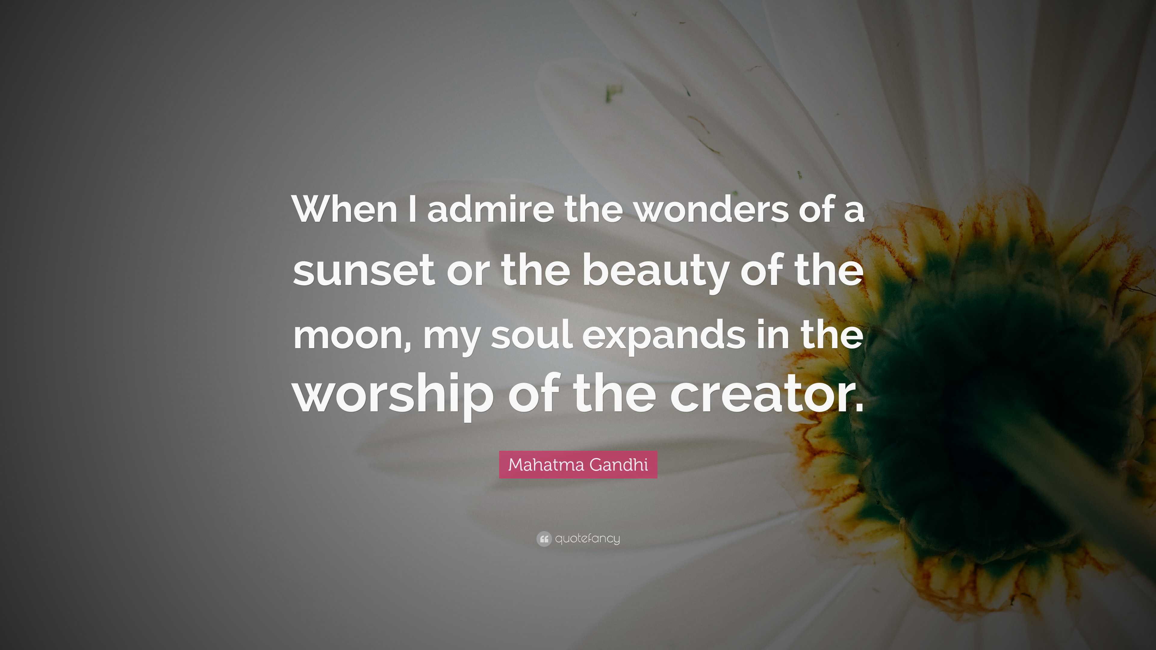 Mahatma Gandhi Quote: “When I admire the wonders of a sunset or the ...