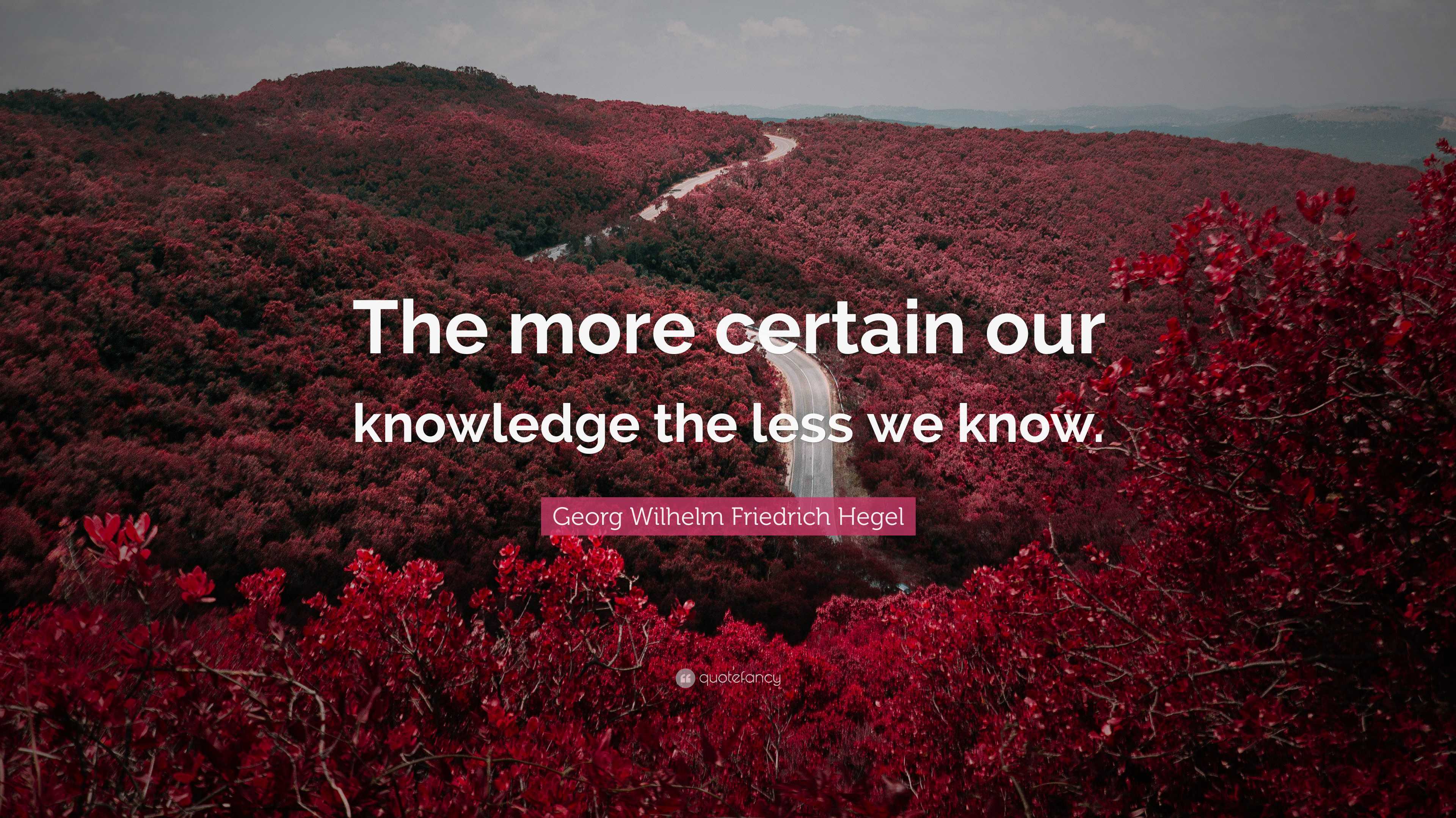 Georg Wilhelm Friedrich Hegel Quote: “The more certain our knowledge ...