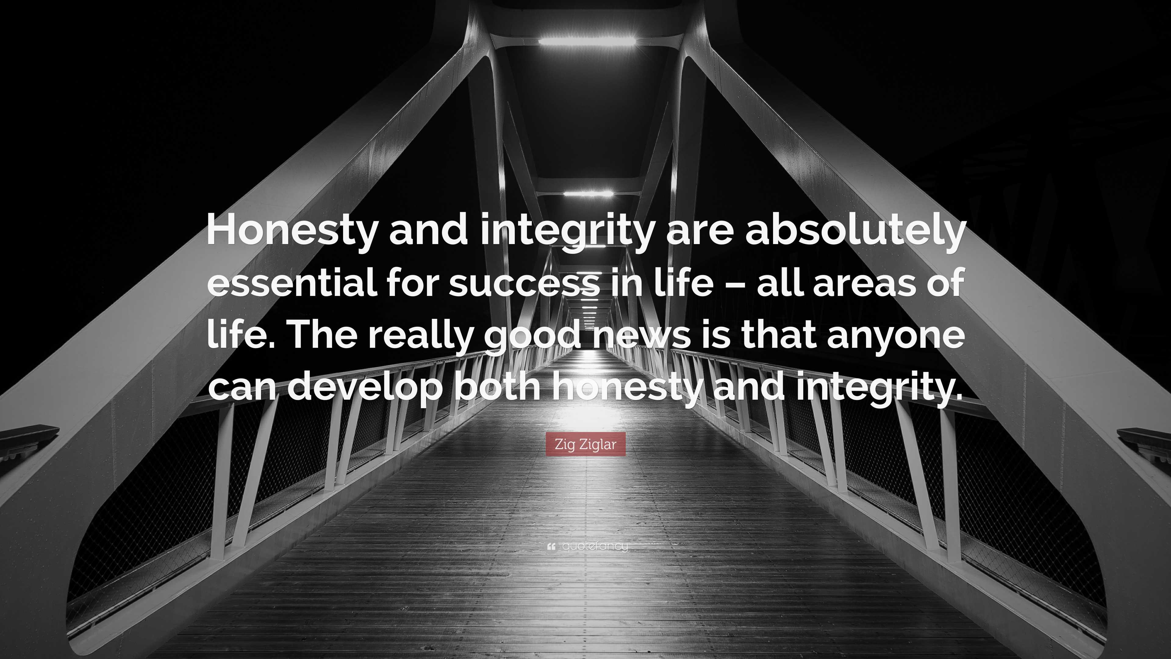 Zig Ziglar Quote: “Honesty and integrity are absolutely essential for ...