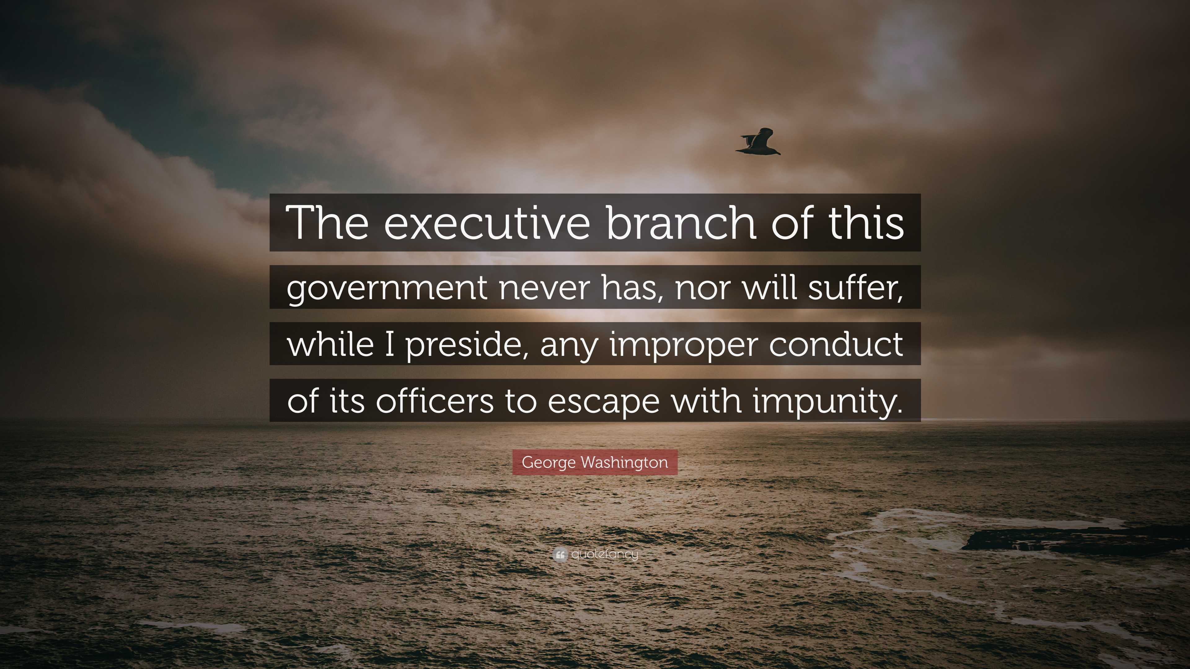 George Washington Quote: “The executive branch of this government never ...