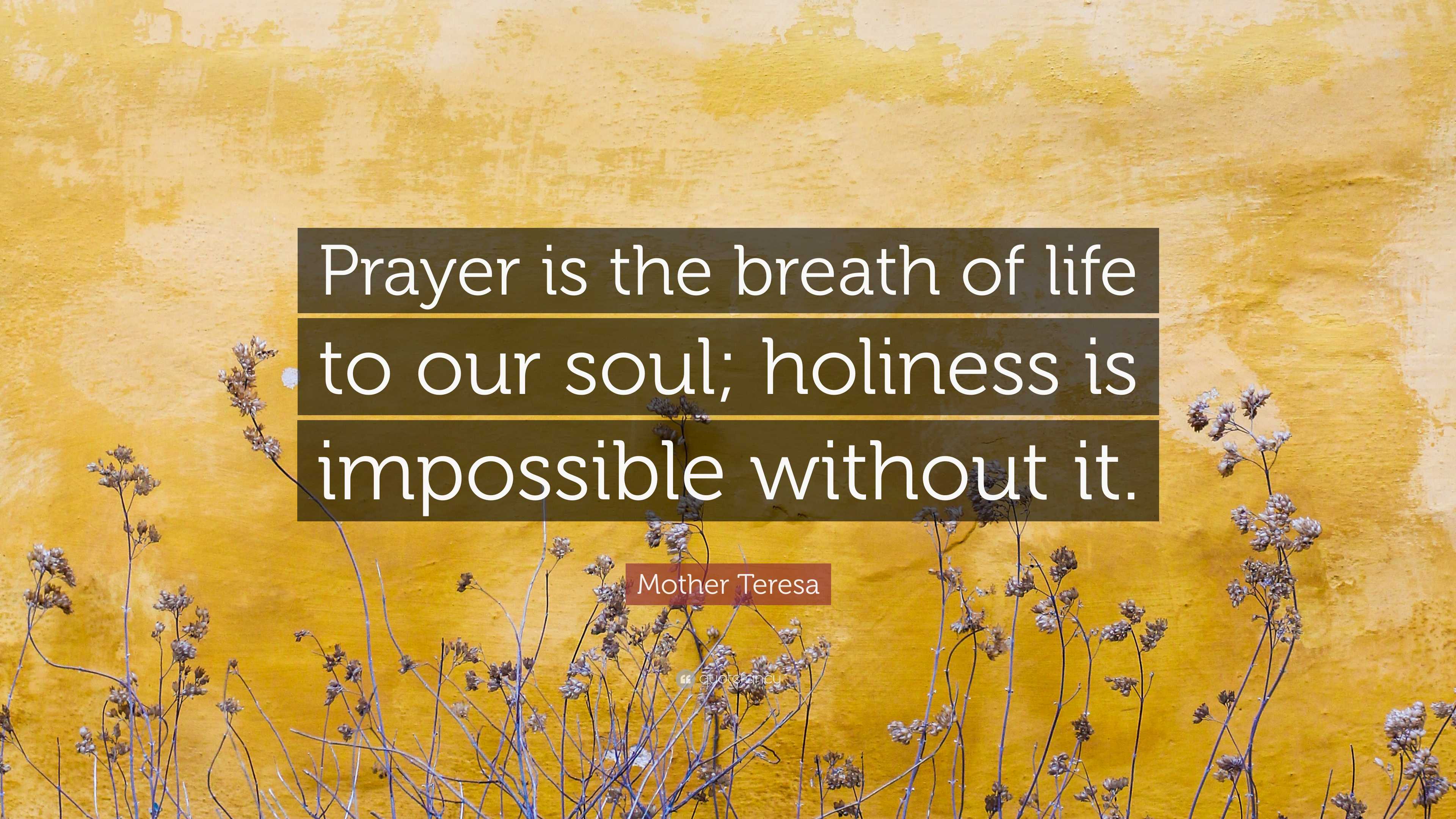 Mother Teresa Quote: “Prayer is the breath of life to our soul ...