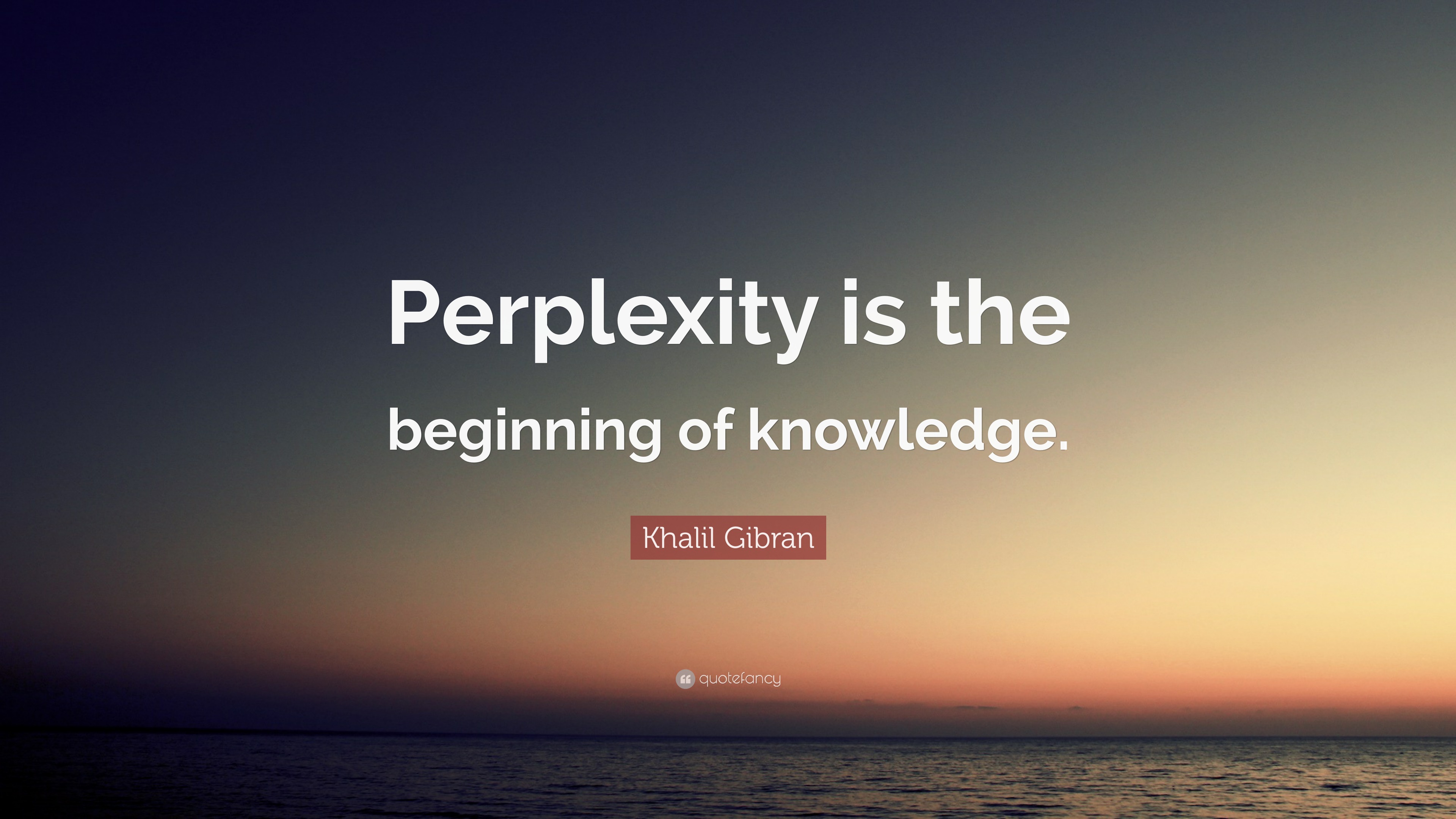 Khalil Gibran Quote: “Perplexity is the beginning of knowledge.”