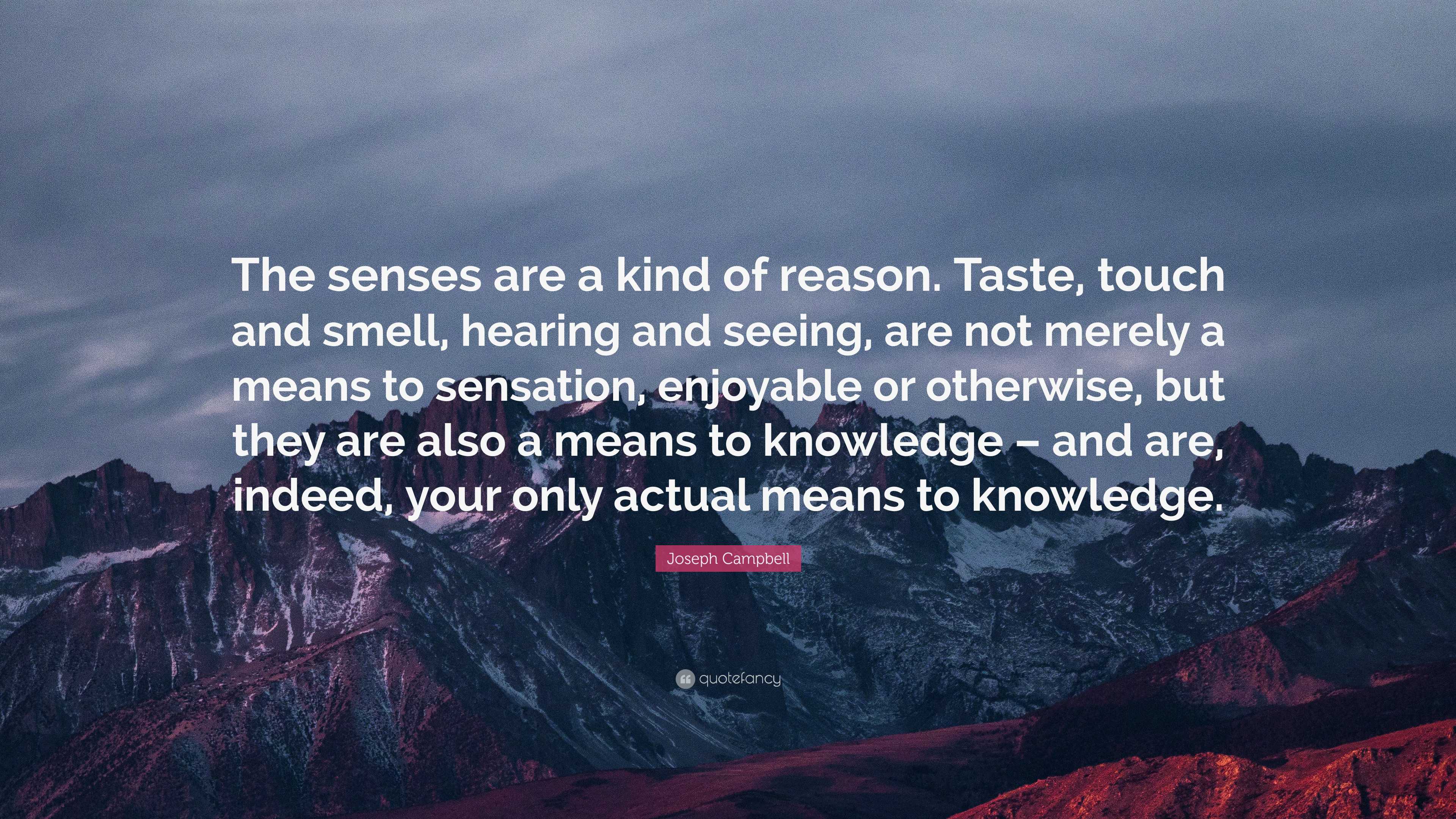 Joseph Campbell Quote: “The senses are a kind of reason. Taste, touch ...