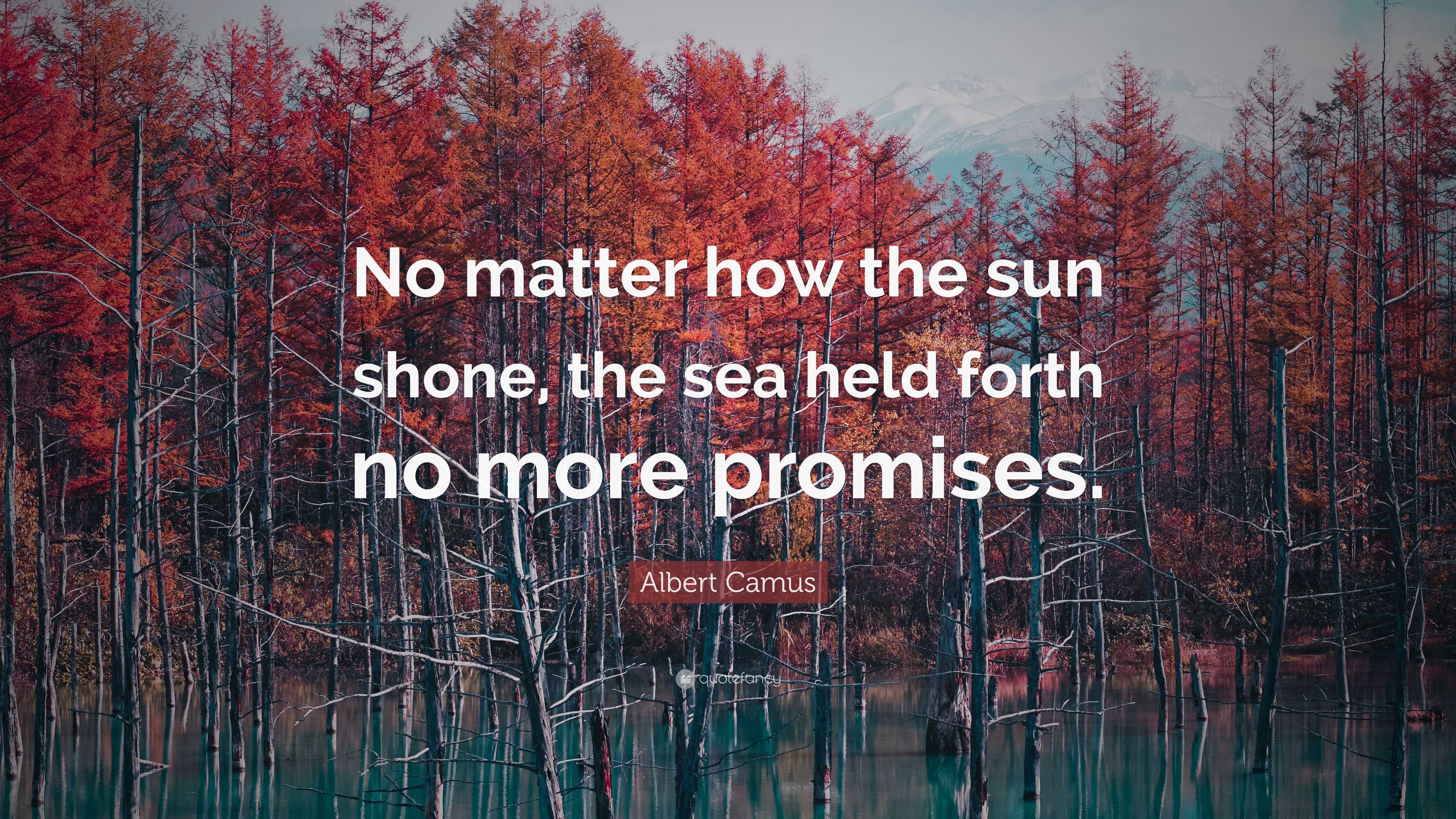 Albert Camus Quote: “No matter how the sun shone, the sea held forth no ...