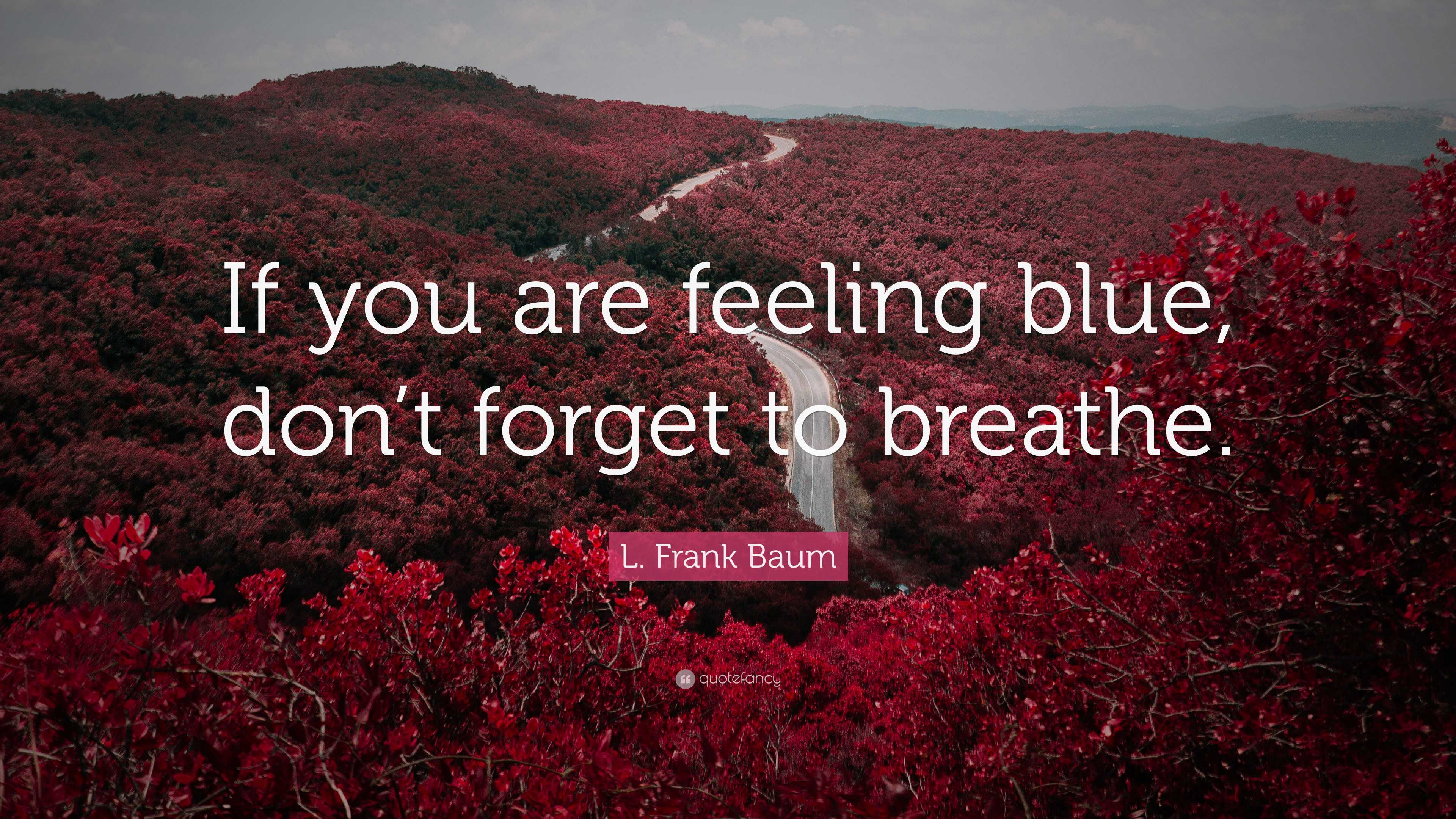 L. Frank Baum Quote: “If you are feeling blue, don’t forget to breathe.”