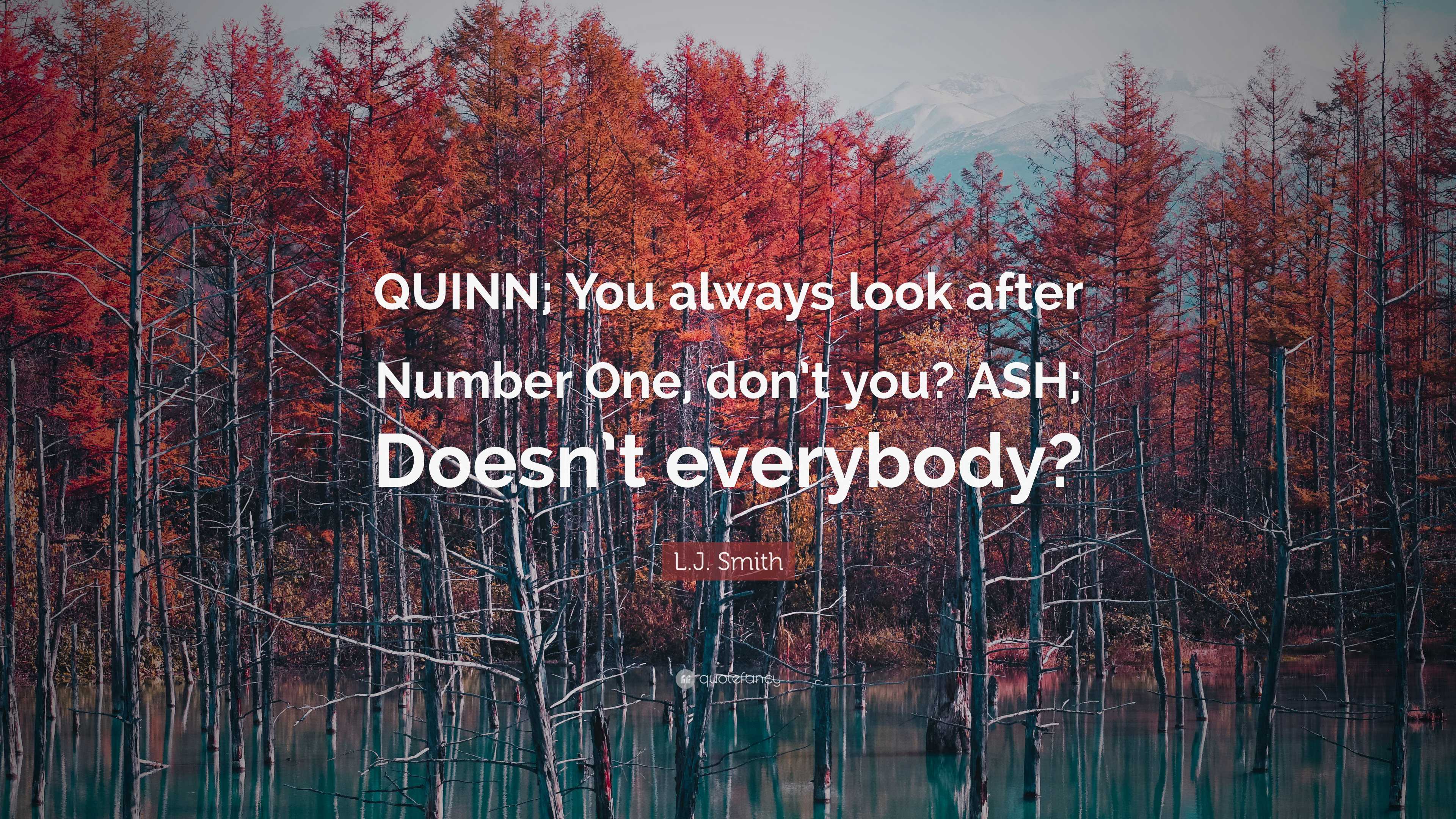 L.J. Smith Quote: “QUINN; You always look after Number One, don’t you ...