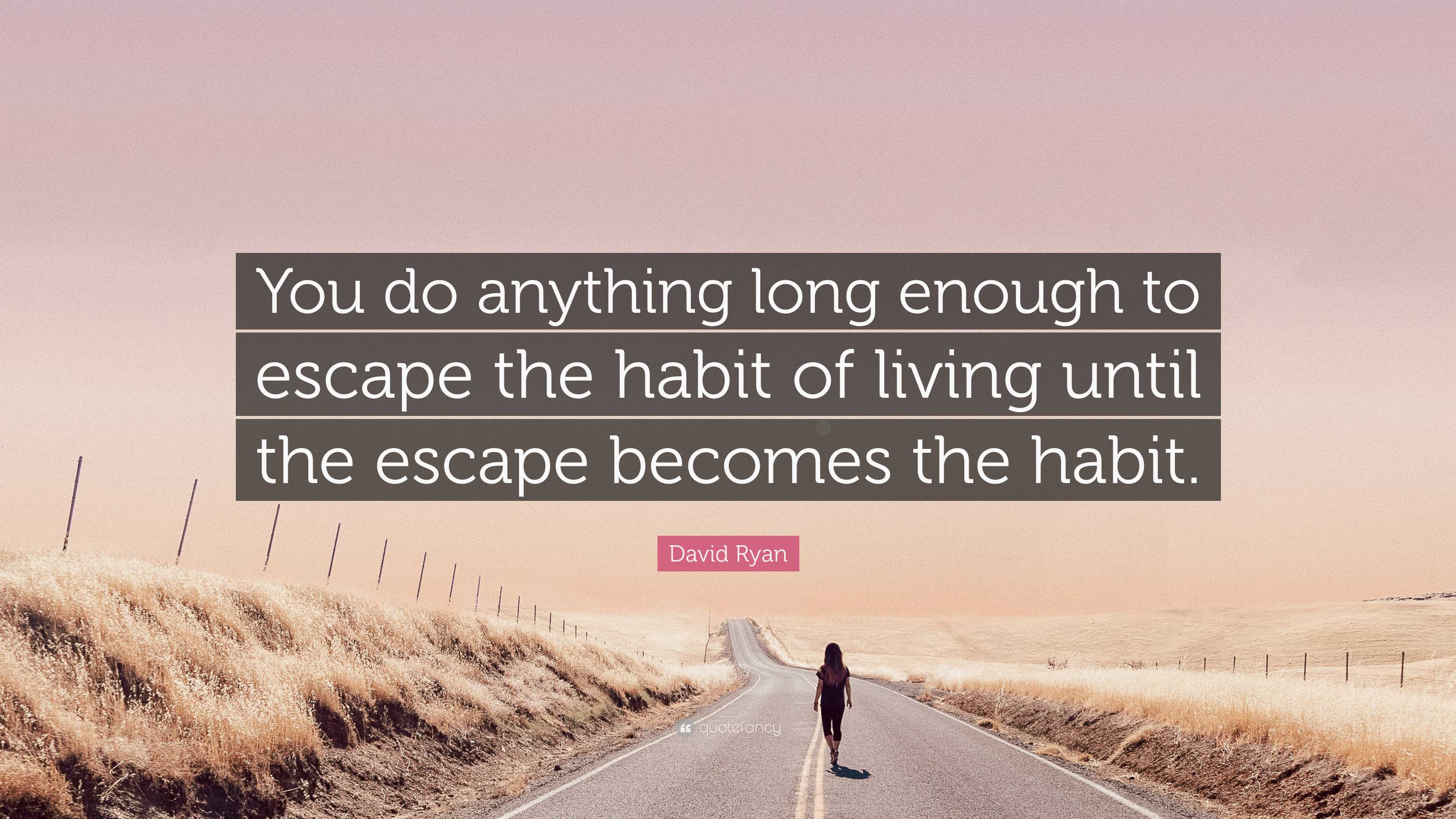 David Ryan Quote: “You do anything long enough to escape the habit of ...