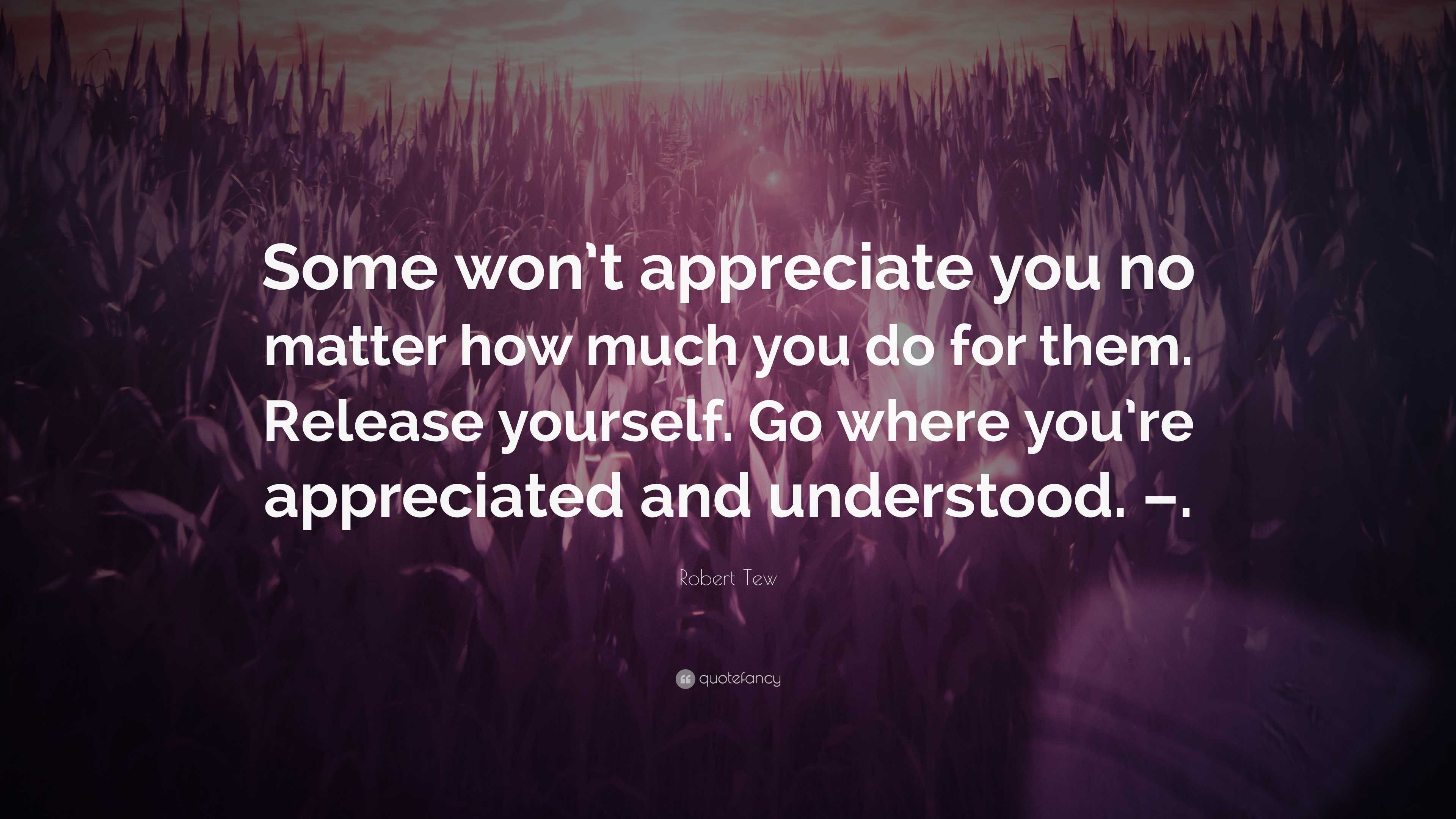 Robert Tew Quote: “Some won’t appreciate you no matter how much you do ...