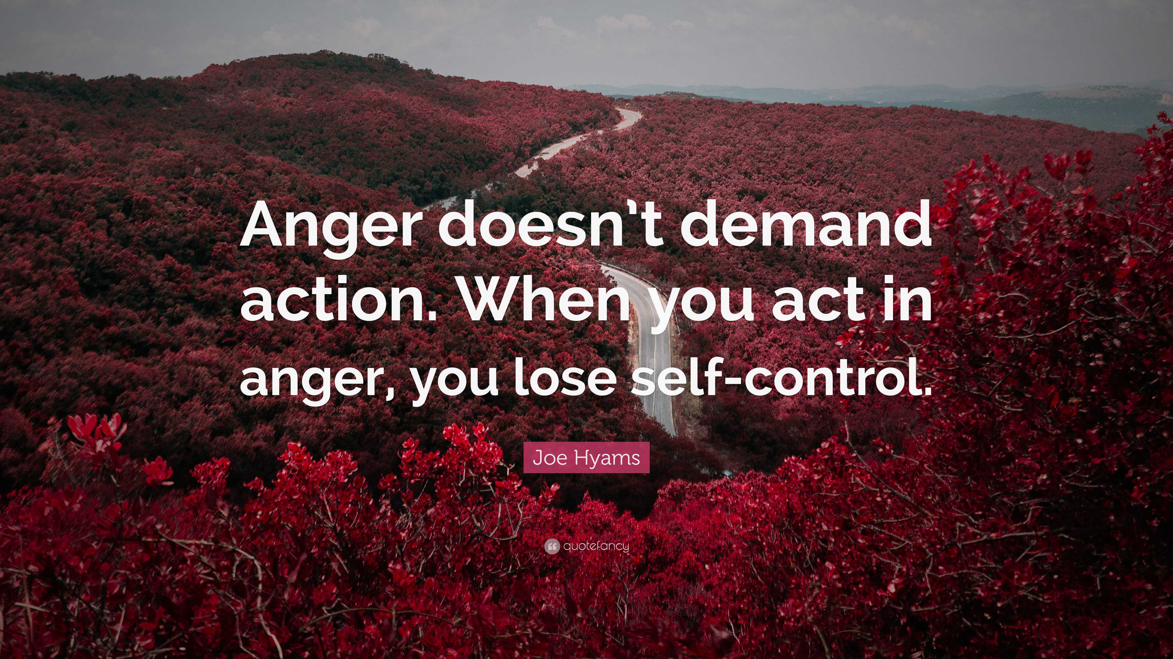 Joe Hyams Quote: “Anger doesn’t demand action. When you act in anger ...